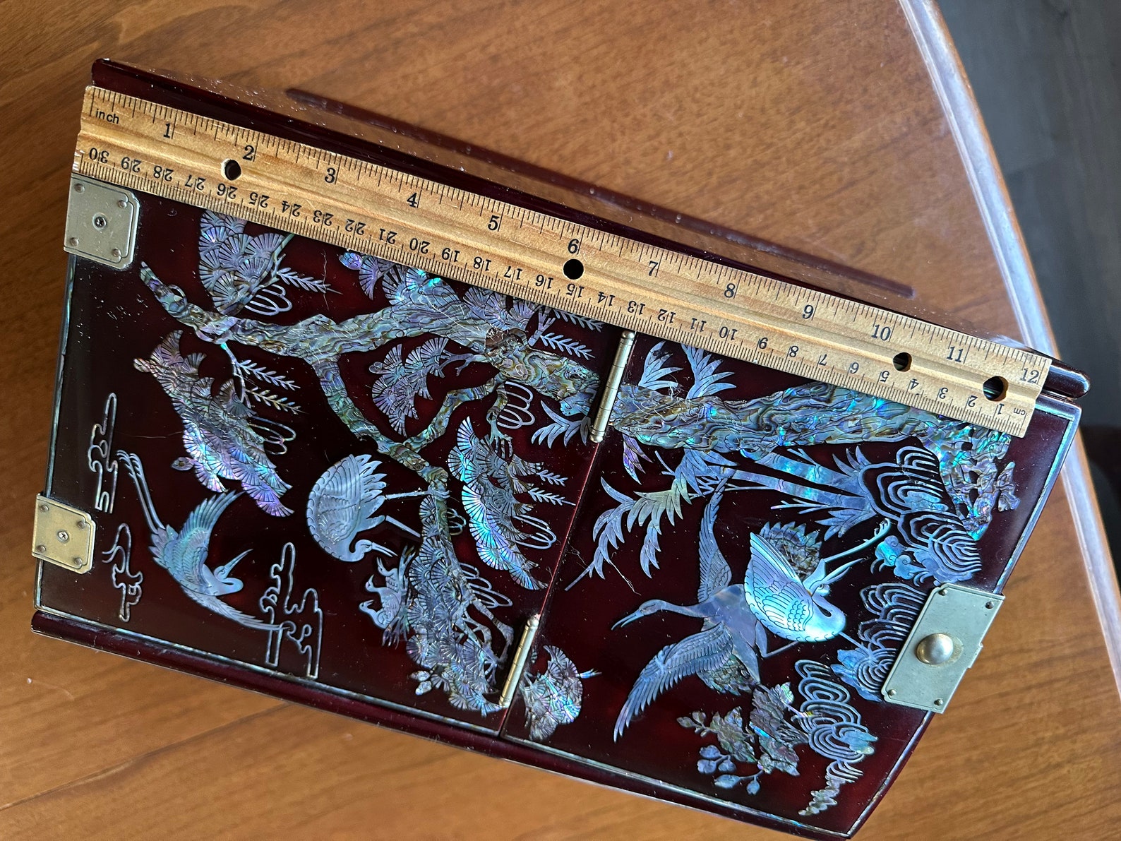 Vintage Mother of Pearl Inlay Large Handcrafted Korean Jewelry Box and ...