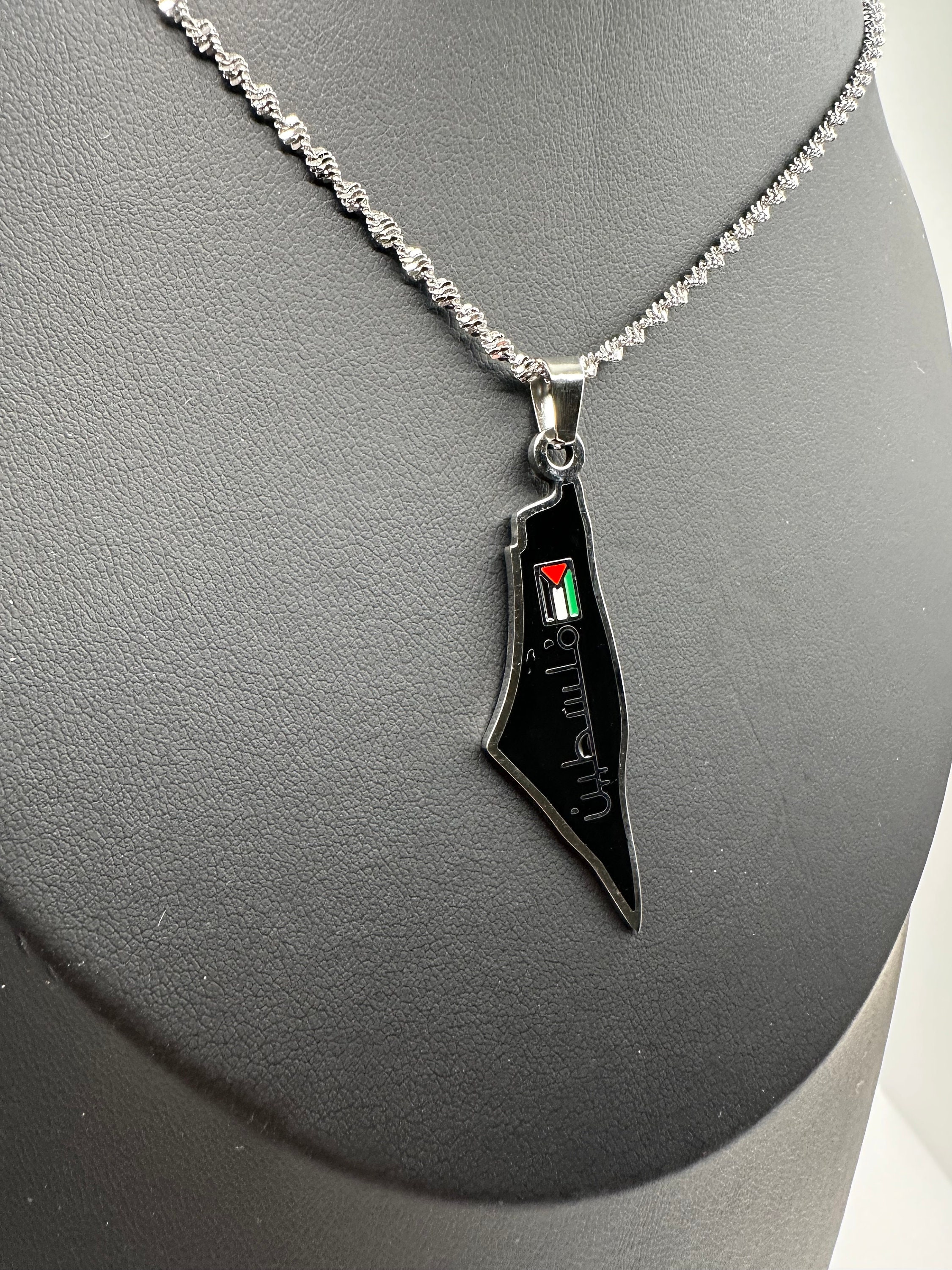 Palestine Palestinian Map Flag Necklace Black Arabic - Etsy