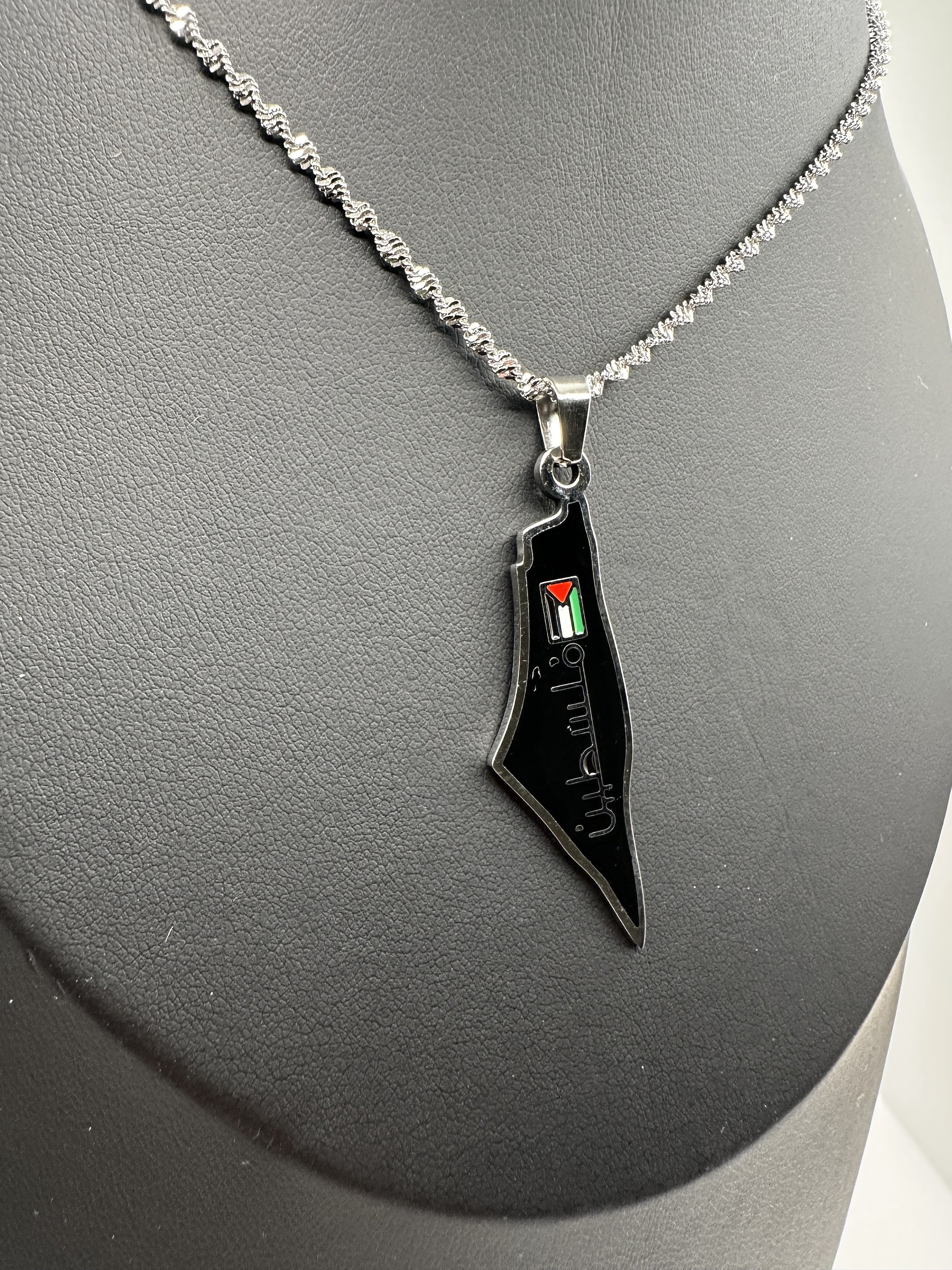 Palestine Palestinian Map Flag Necklace Black Arabic - Etsy
