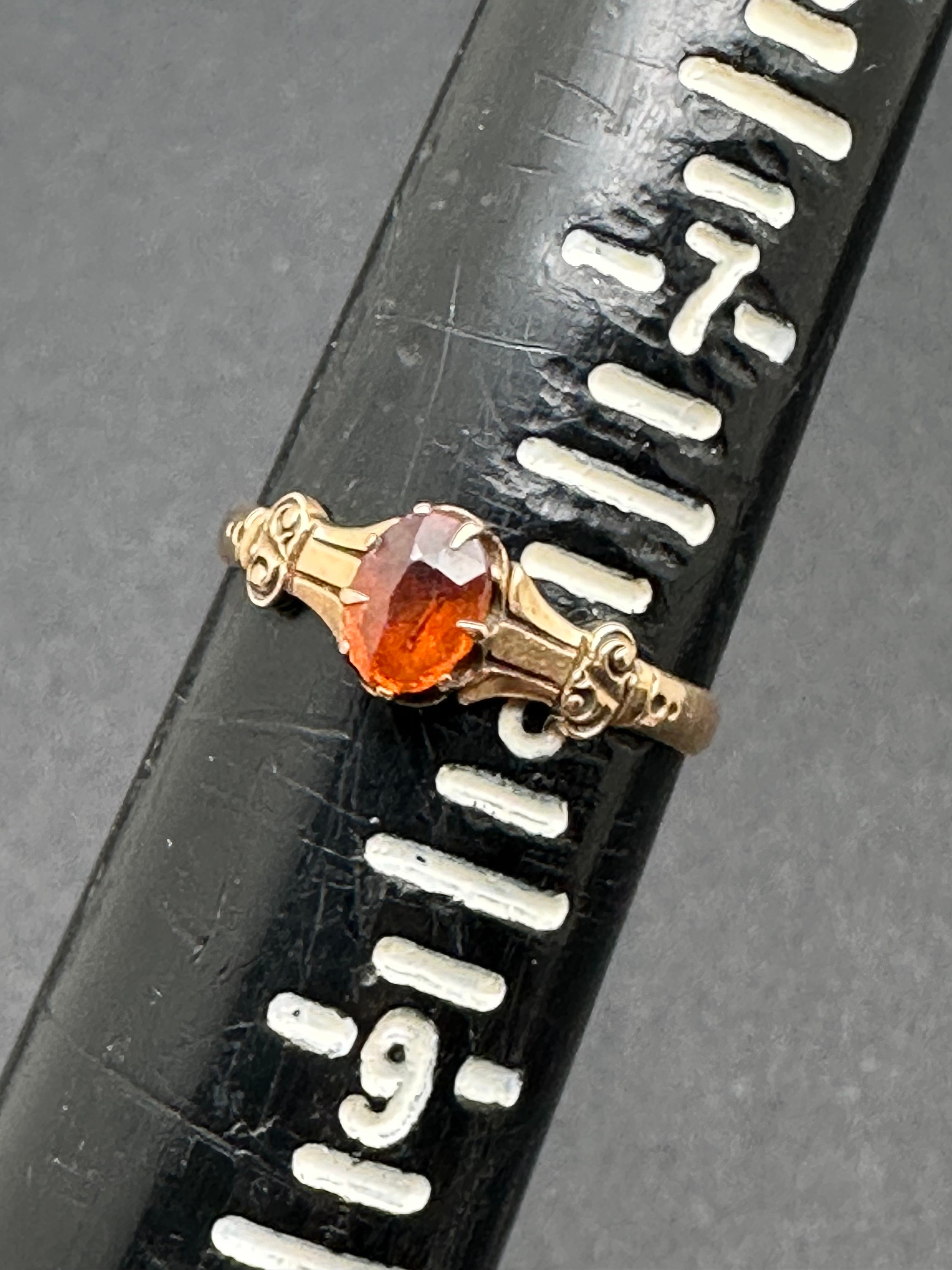 Vintage 10k Gold Red Orange Glass Stone Ring - Size 8 - Etsy