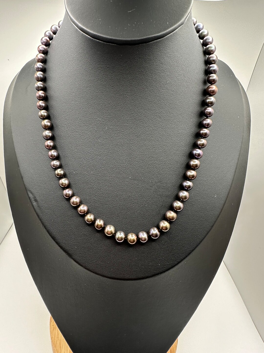 Black Cultured Pearl Necklace With Sterling Silver .925 Clasp - Etsy