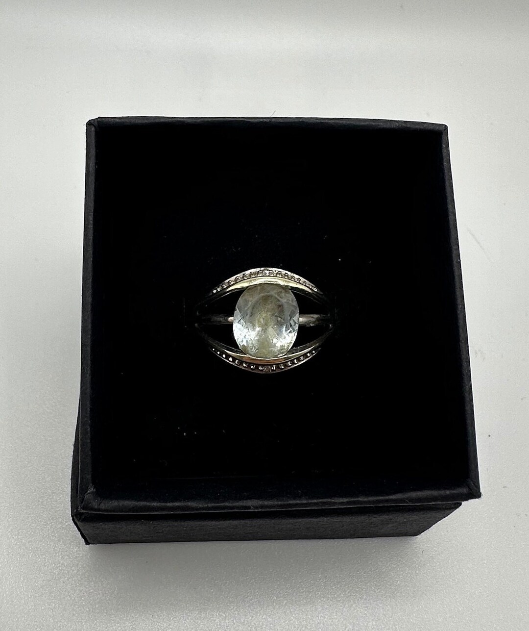 Unique Vintage 10k Gold Aquamarine & Diamond Chip Ring Size - Etsy