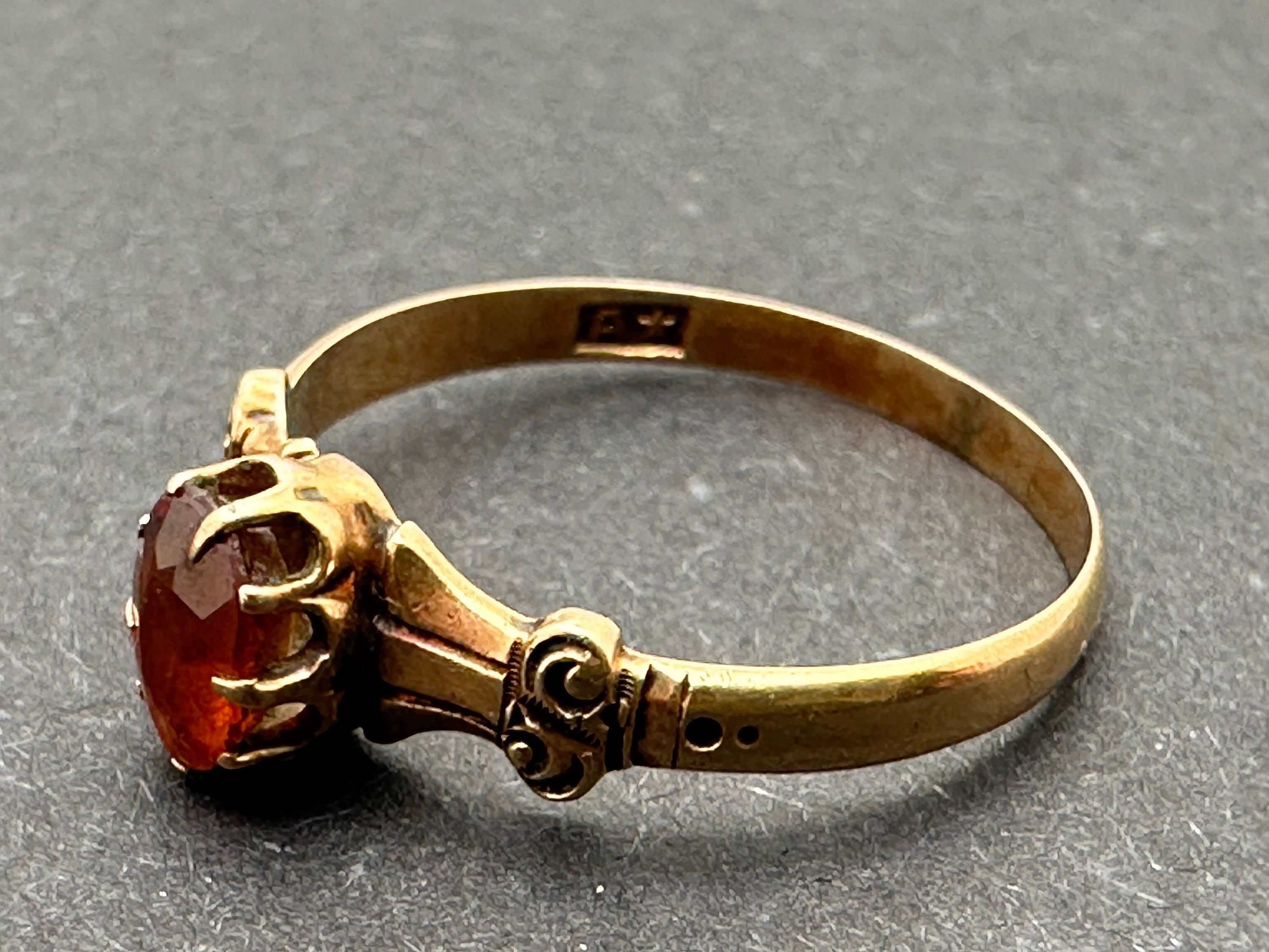 Vintage 10k Gold Red Orange Glass Stone Ring - Size 8 - Etsy