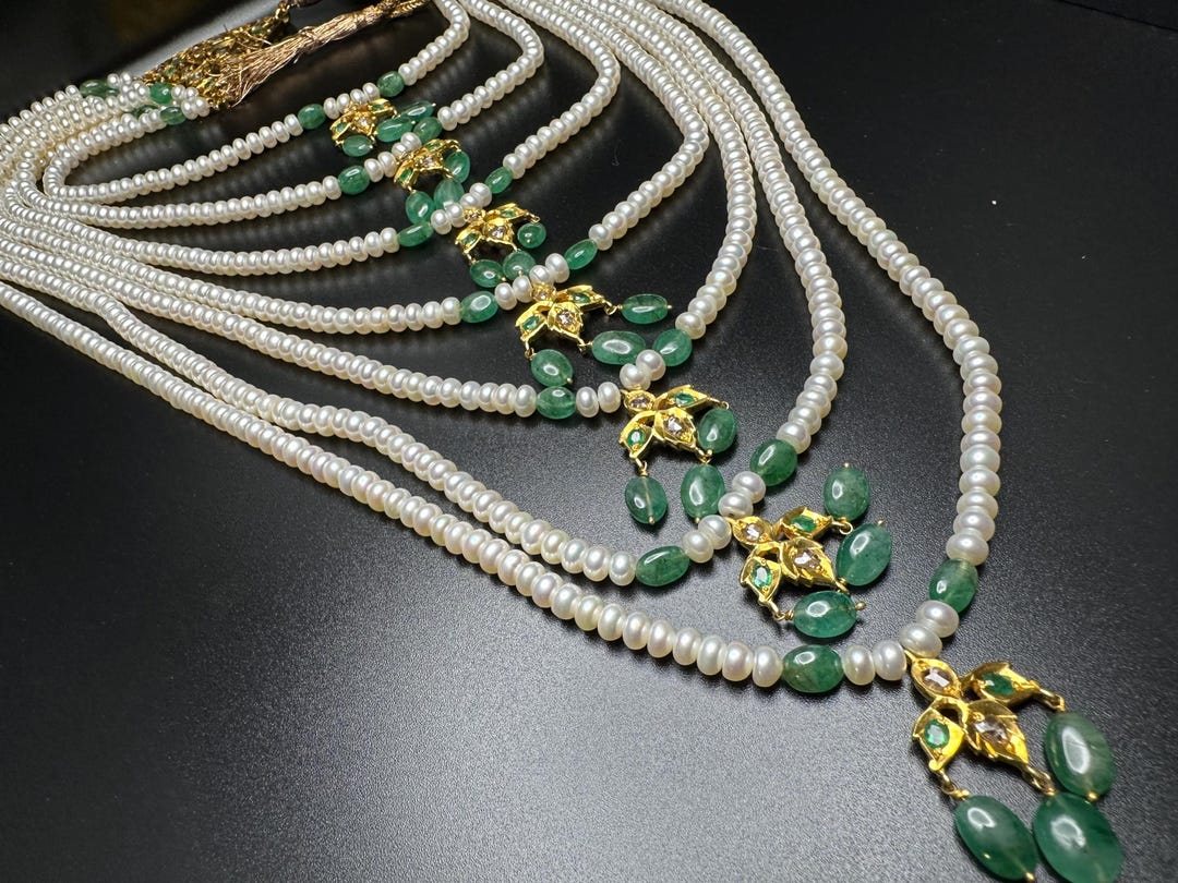 Gorgeous Hyderabadi Satlada 190 G. 22k Yellow Gold Diamond Pearl ...