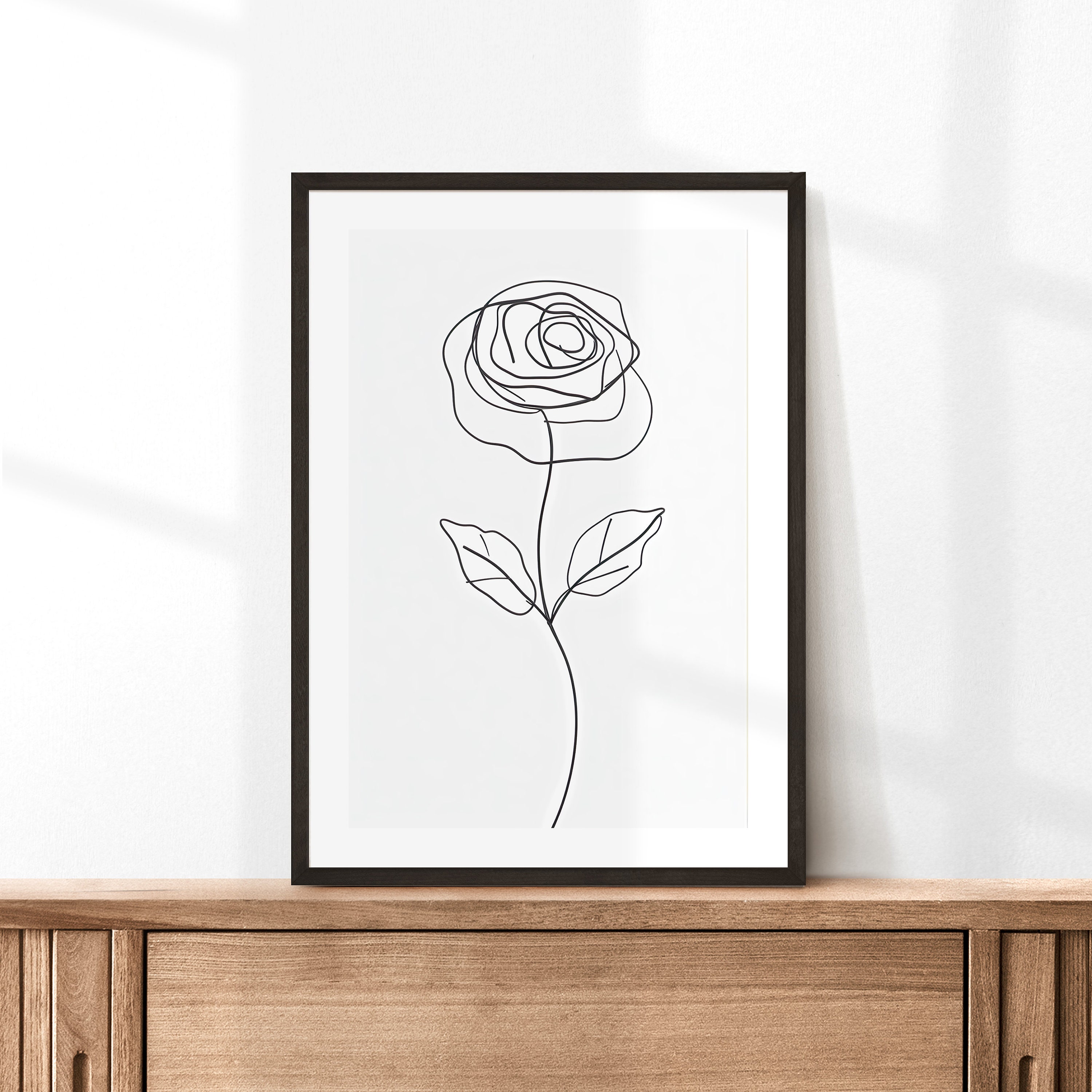 Rose Fine Line Art Print, Continuous Flower Line Art, Rose Outline ...