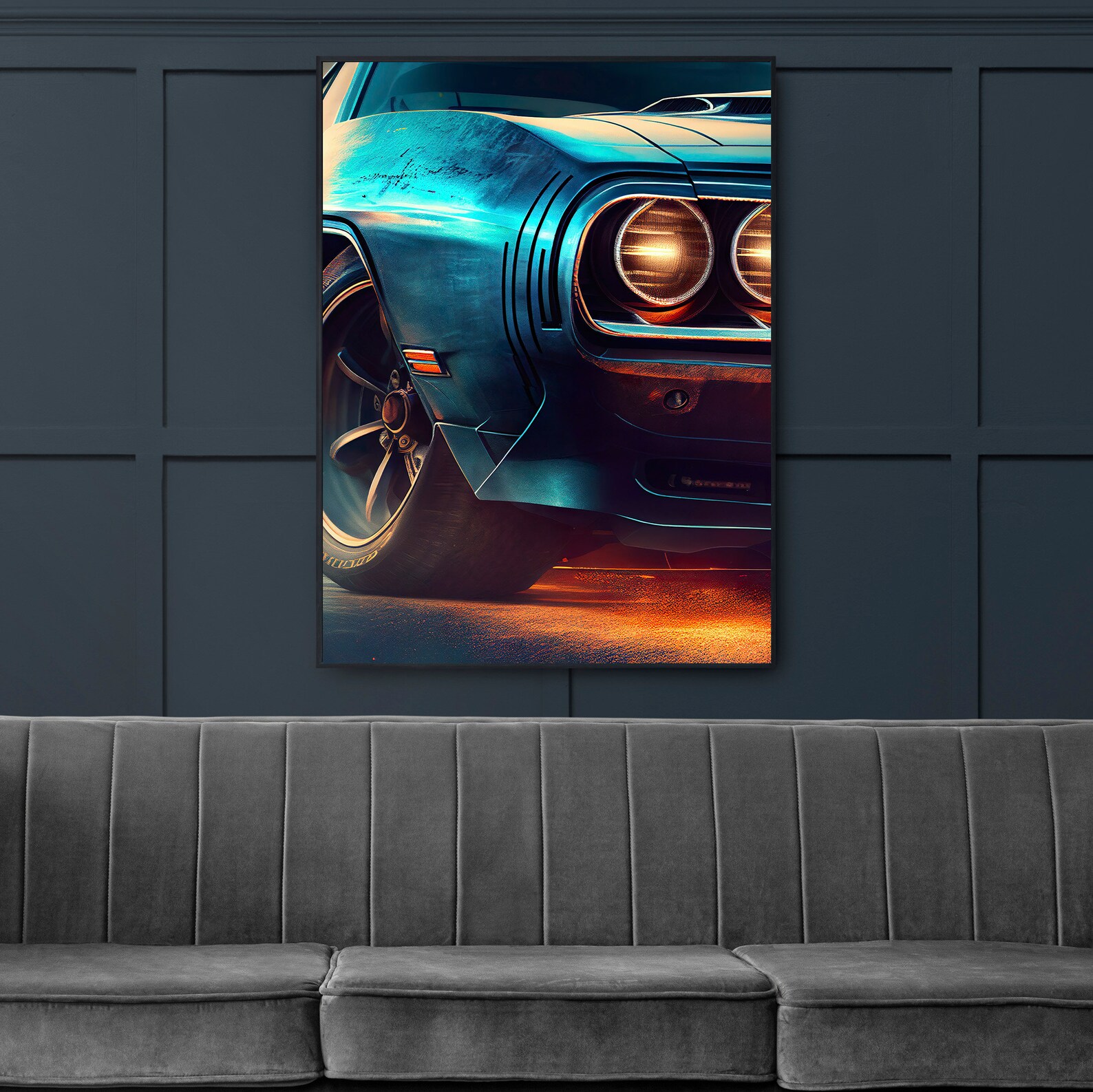 Blue Car Poster, Modern Car Print Gift, Boys Room Decor, Above Bed Art ...