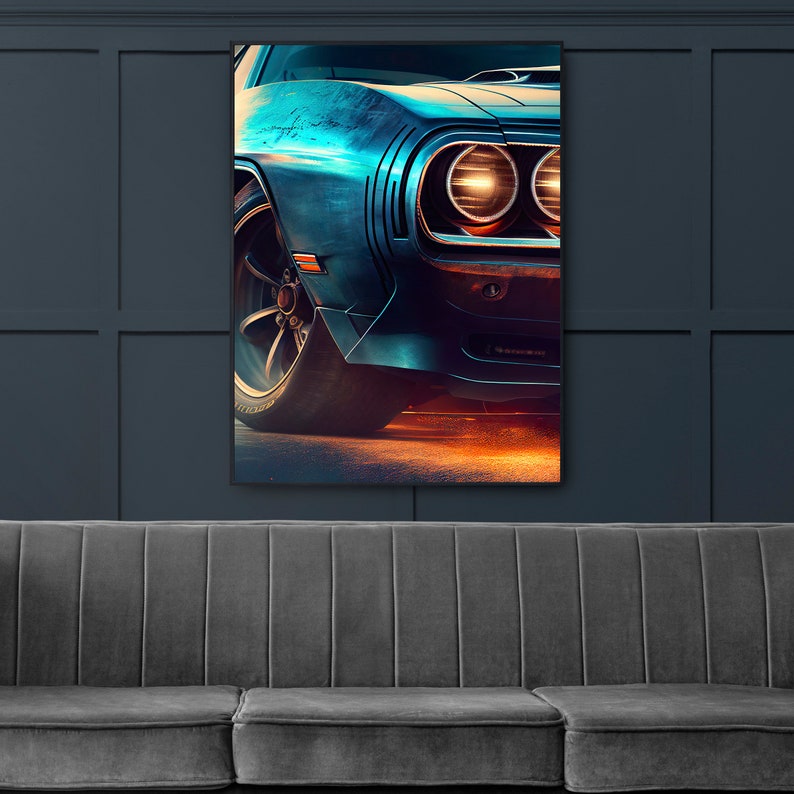 Blue Car Poster, Modern Car Print Gift, Boys Room Decor, Above Bed Art ...