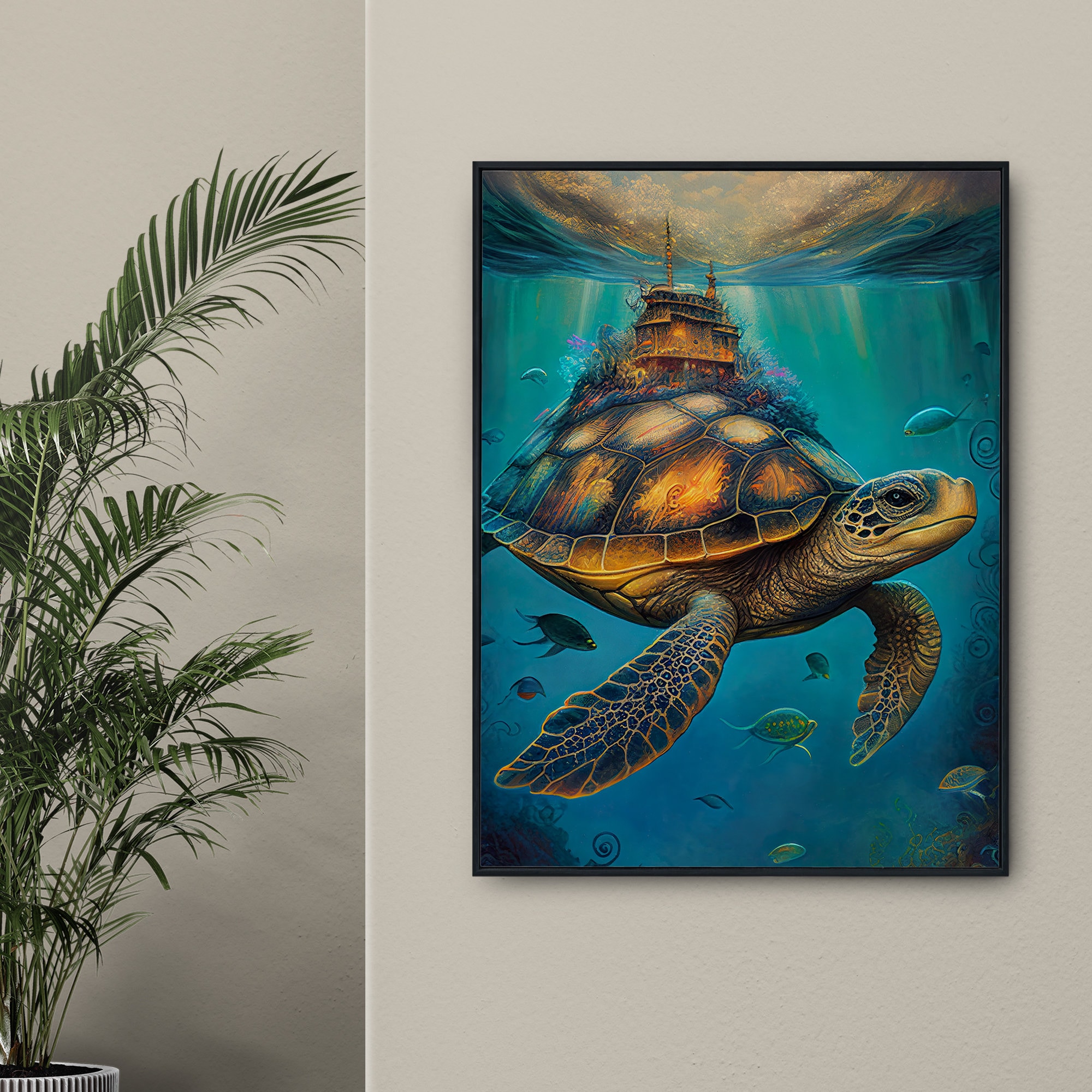 Sea Turtle Wall Art, Surreal Wall Art, Fantasy Animal Prints, Sea ...