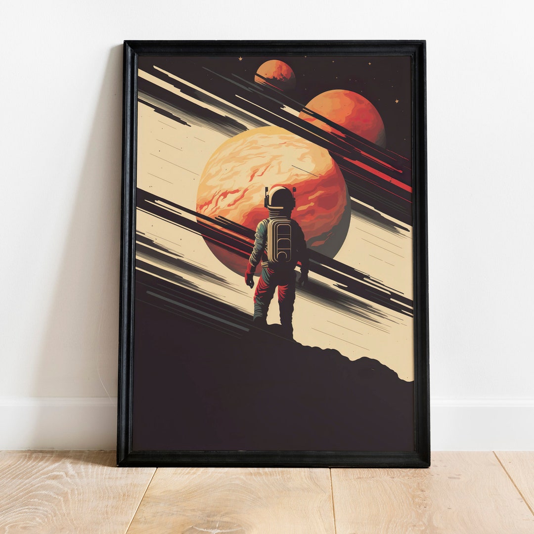 Retro Jupiter Astronaut Space Poster, Astronaut Gifts, Astronaut on ...