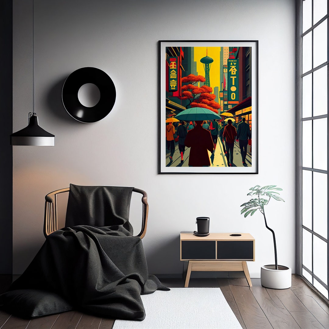 Tokyo Retro Wall Art, City Art Print, Tokyo Cityscape Poster, Japanese ...