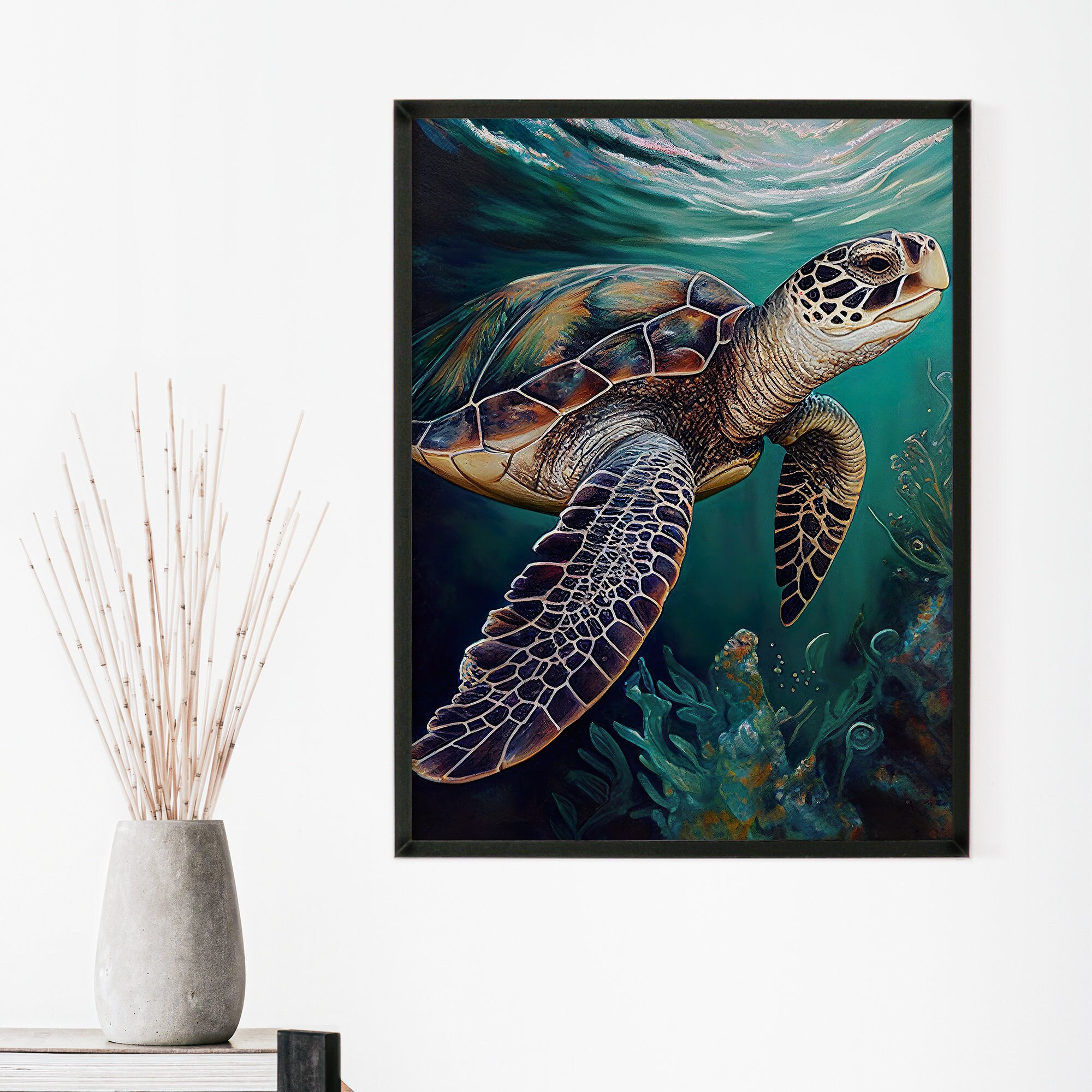 Sea Turtle Wall Art Print, Sea Turtle Wall Decor, Turtle Gifts, Coastal ...