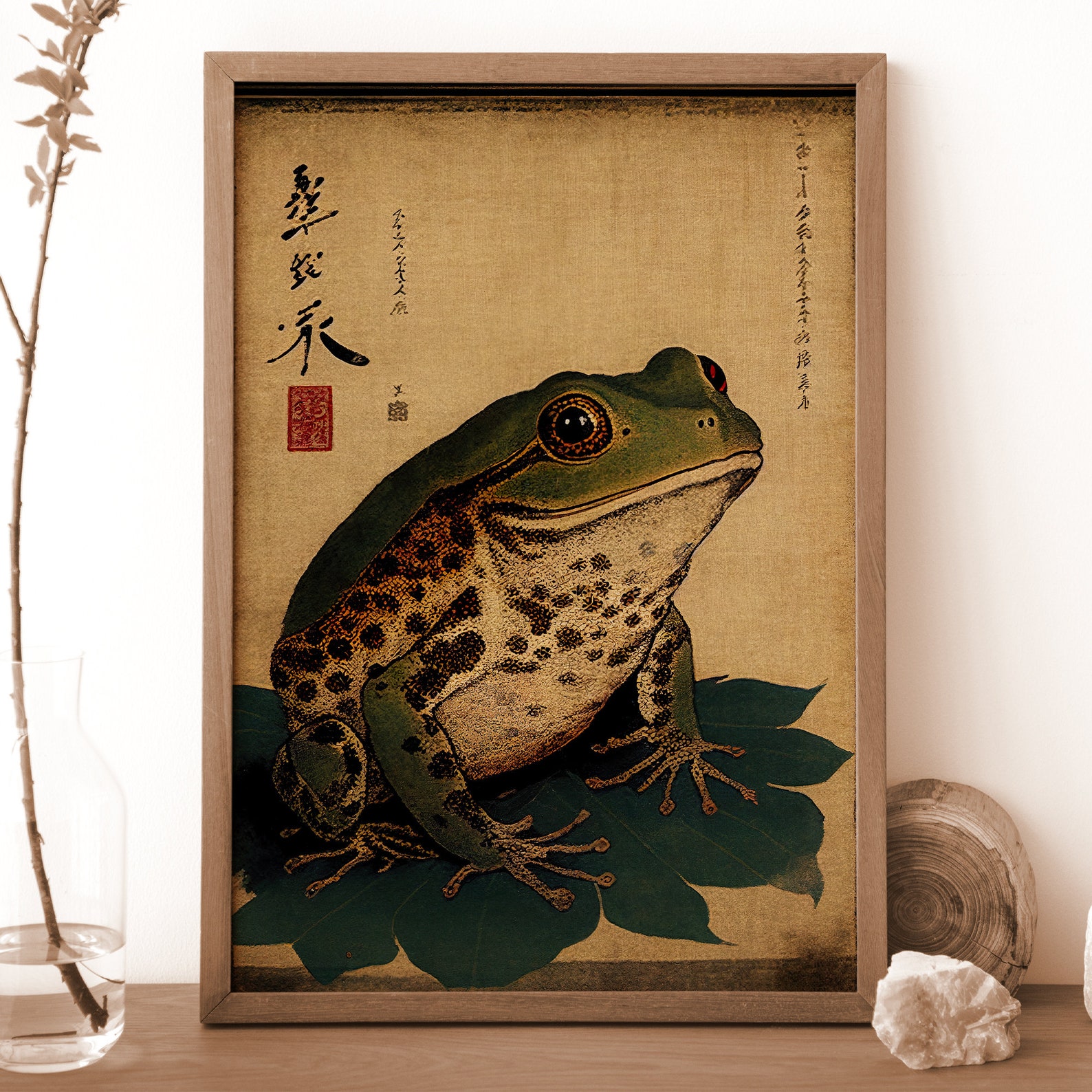 Cute Japanese Frog Print, Japanese Frog Poster, Ukiyo-e Wall Art ...
