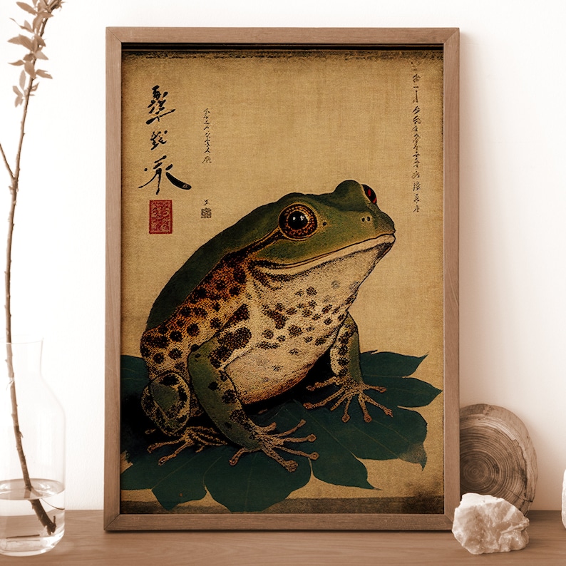 Cute Japanese Frog Print, Japanese Frog Poster, Ukiyo-e Wall Art ...