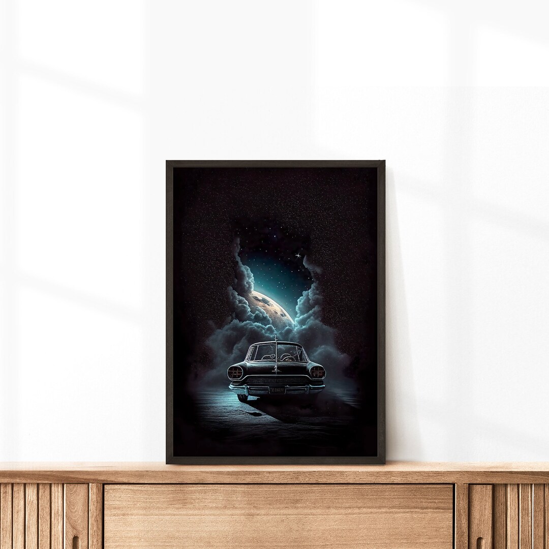 Retro Space Poster, Space Car Wall Art, Sci-fi Poster, Vintage Retro ...