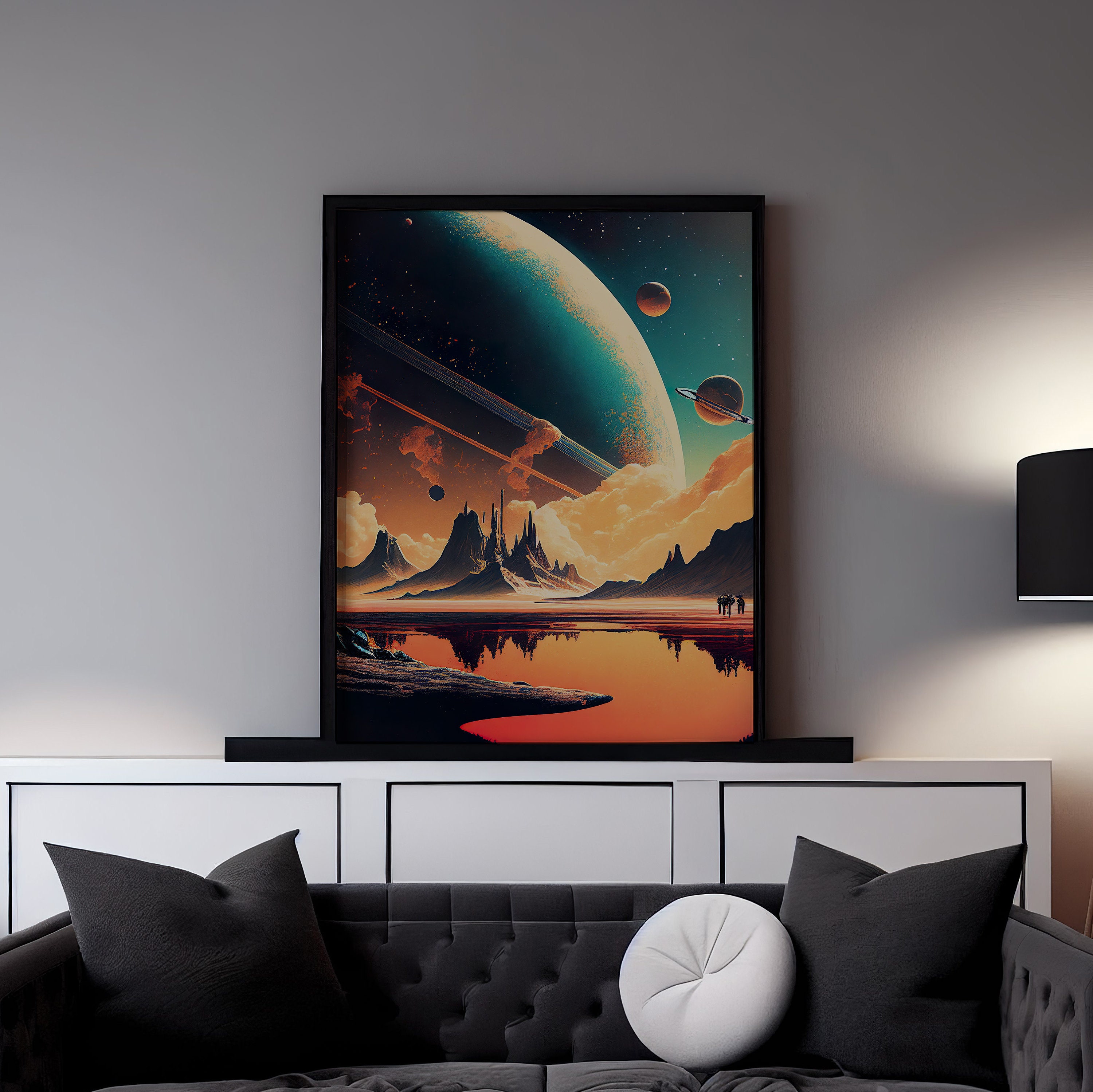 Retro Planet Poster, Space Art Print, Retro Poster Decor, Boys Room ...