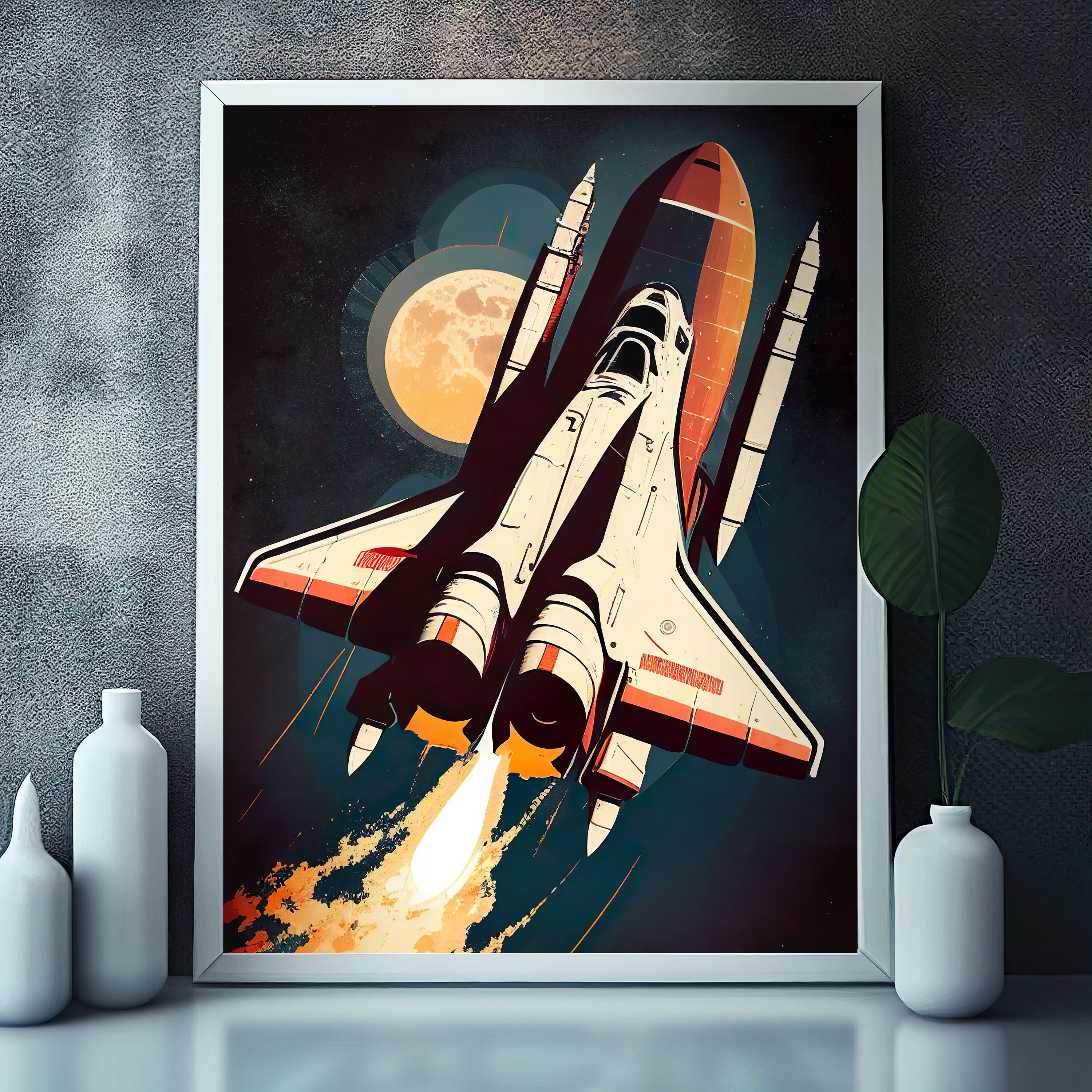 Retro Space Shuttle, Space Print, Spaceship Art Print, Spaceship ...