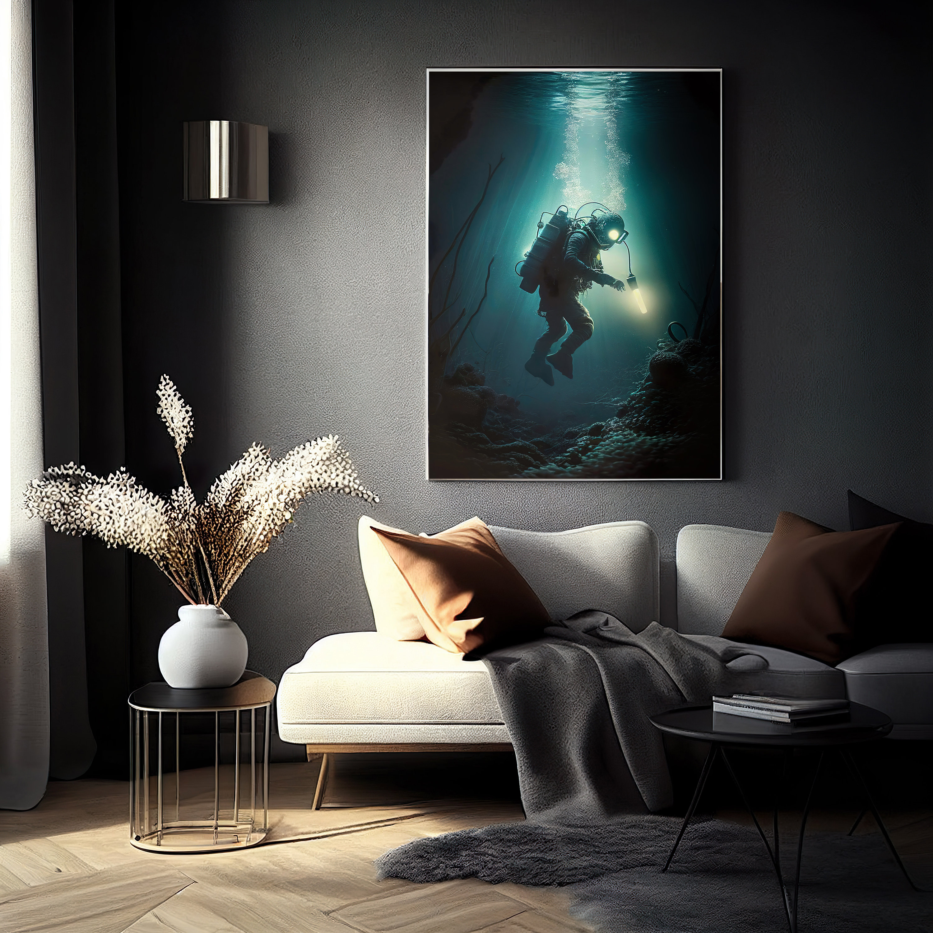 Deep Diving Wall Art, Deep Sea Diver, Diving Art, Diving Gifts, Cave ...