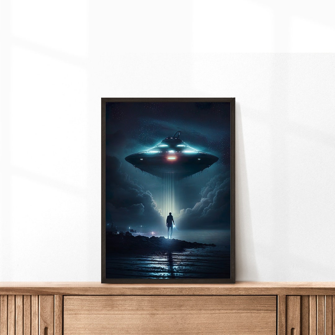 UFO Wall Art Print, Alien Poster Gift, Extraterrestrial Art, Sci-fi ...