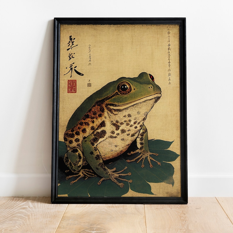 Cute Japanese Frog Print, Japanese Frog Poster, Ukiyo-e Wall Art ...