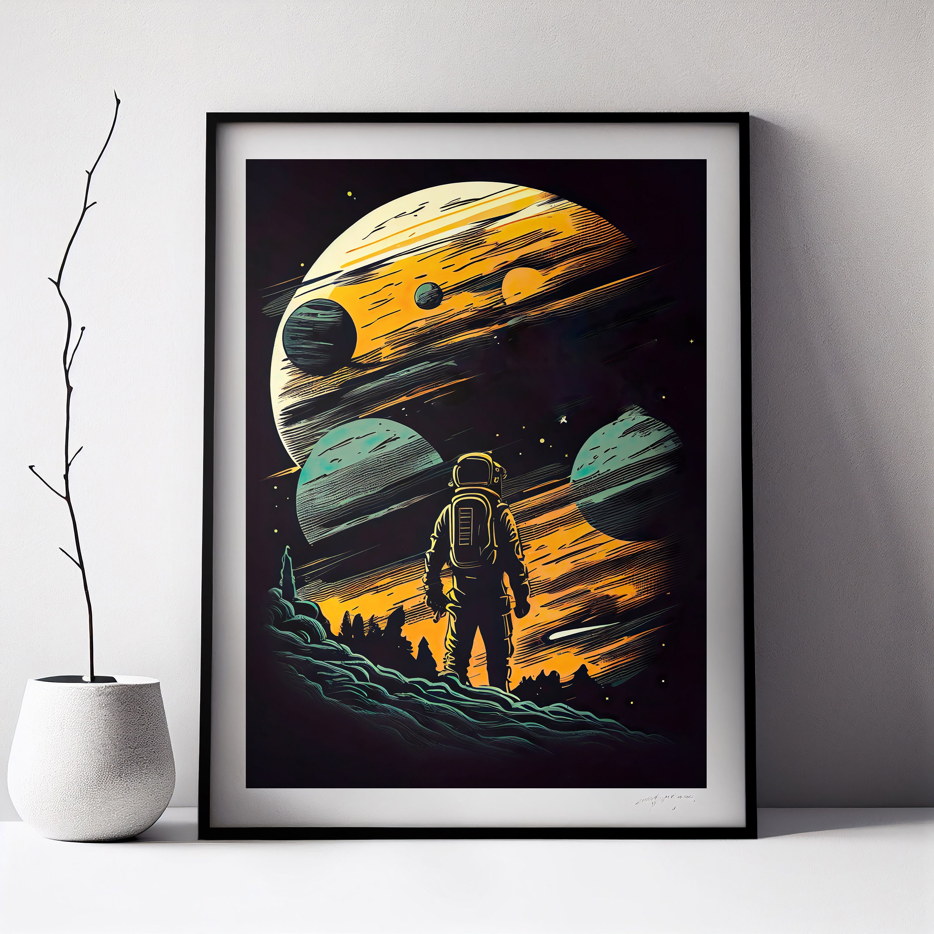 Retro Astronaut Space Poster Vintage Astronaut Wall Art - Etsy