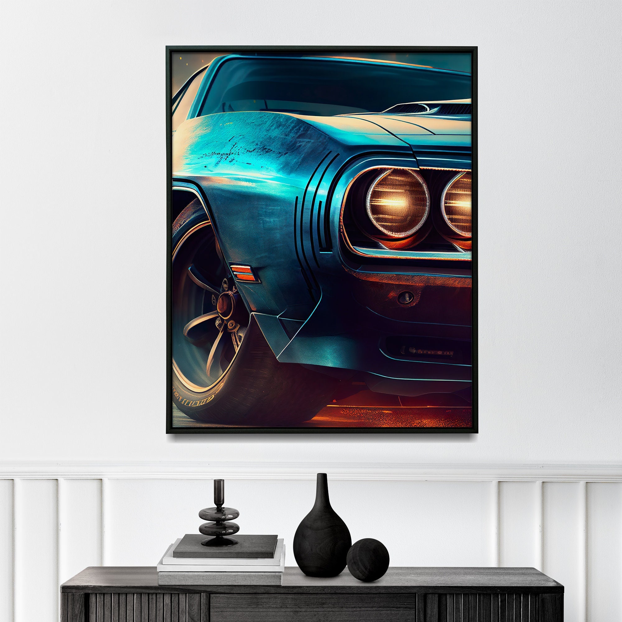 Blue Car Poster, Modern Car Print Gift, Boys Room Decor, Above Bed Art ...