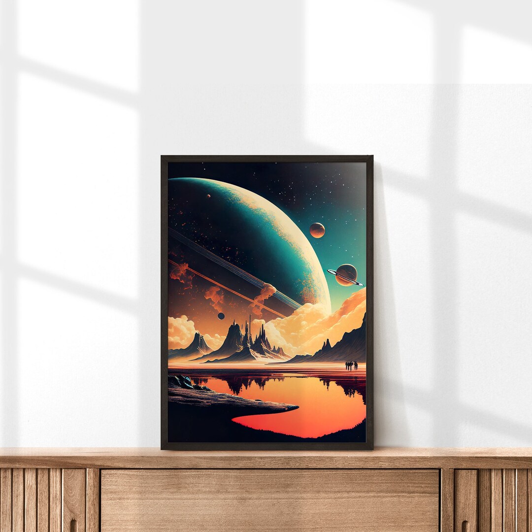 Retro Planet Poster, Space Art Print, Retro Poster Decor, Boys Room ...