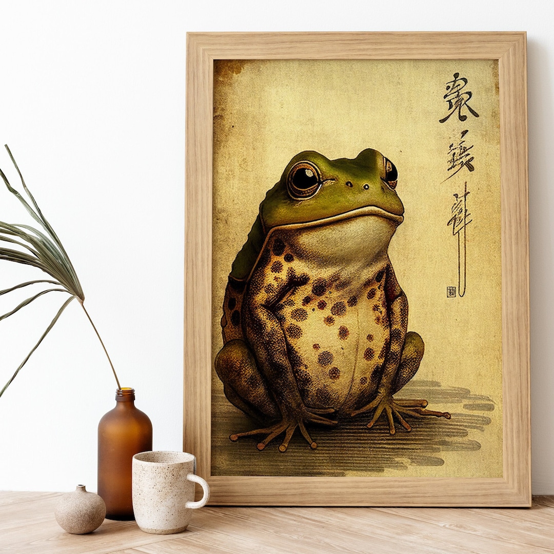 Cute Japanese Frog Print, Japanese Frog Poster, Ukiyo-e Art Print ...