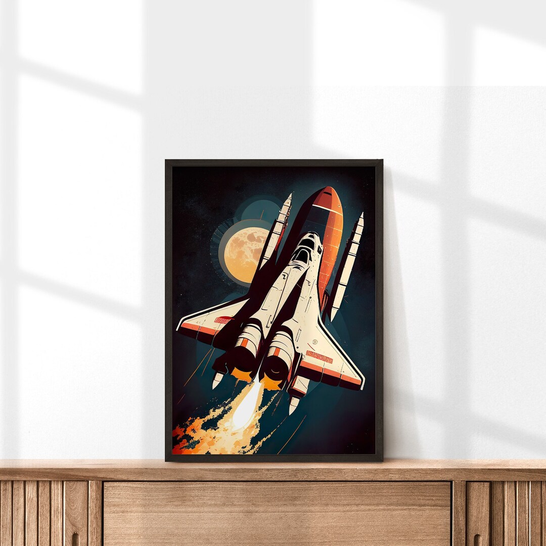 Retro Space Shuttle, Space Print, Spaceship Art Print, Spaceship ...