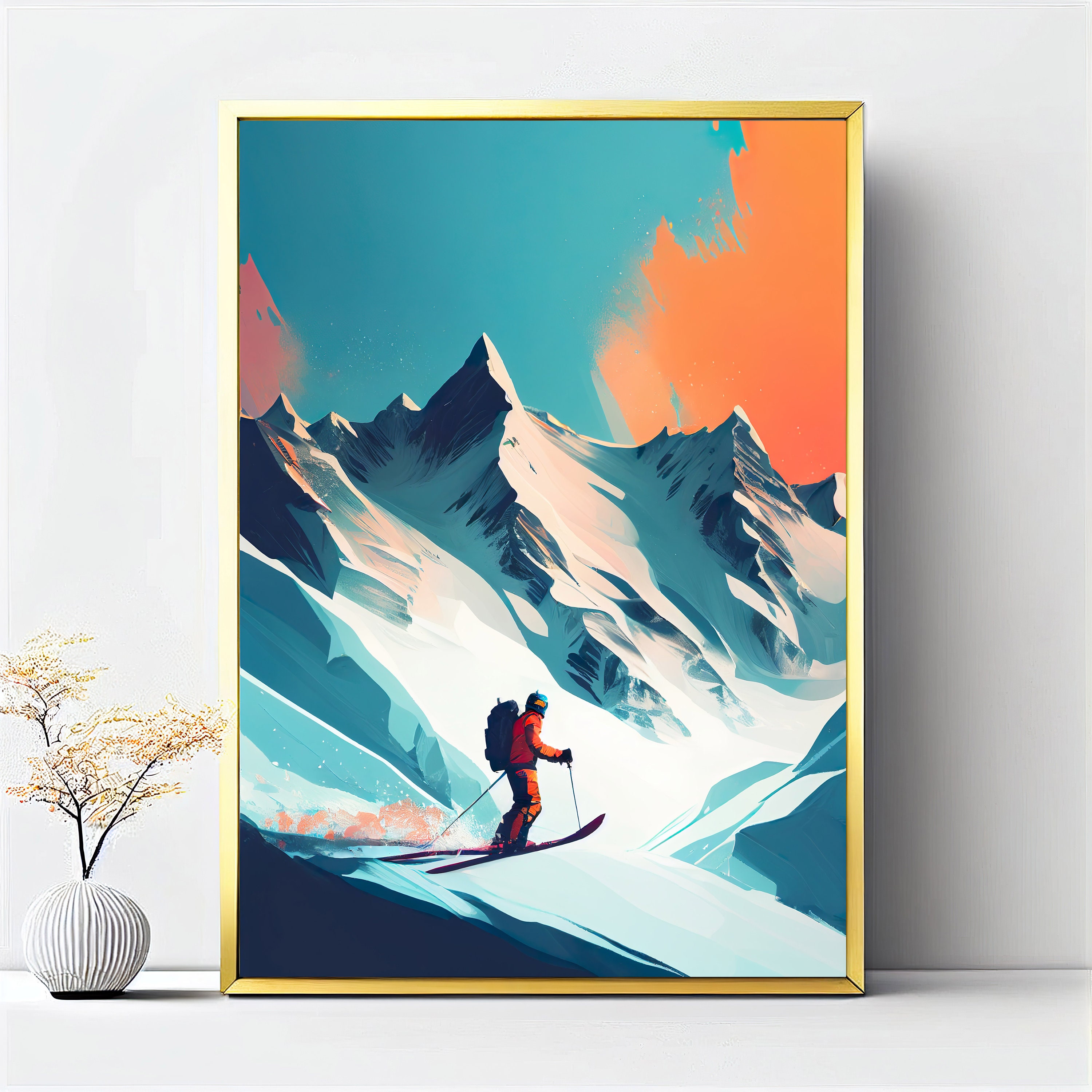 Ski Artwork, Ski Poster, Skiing Wall Art, Ski Themed Gifts, Ski ...