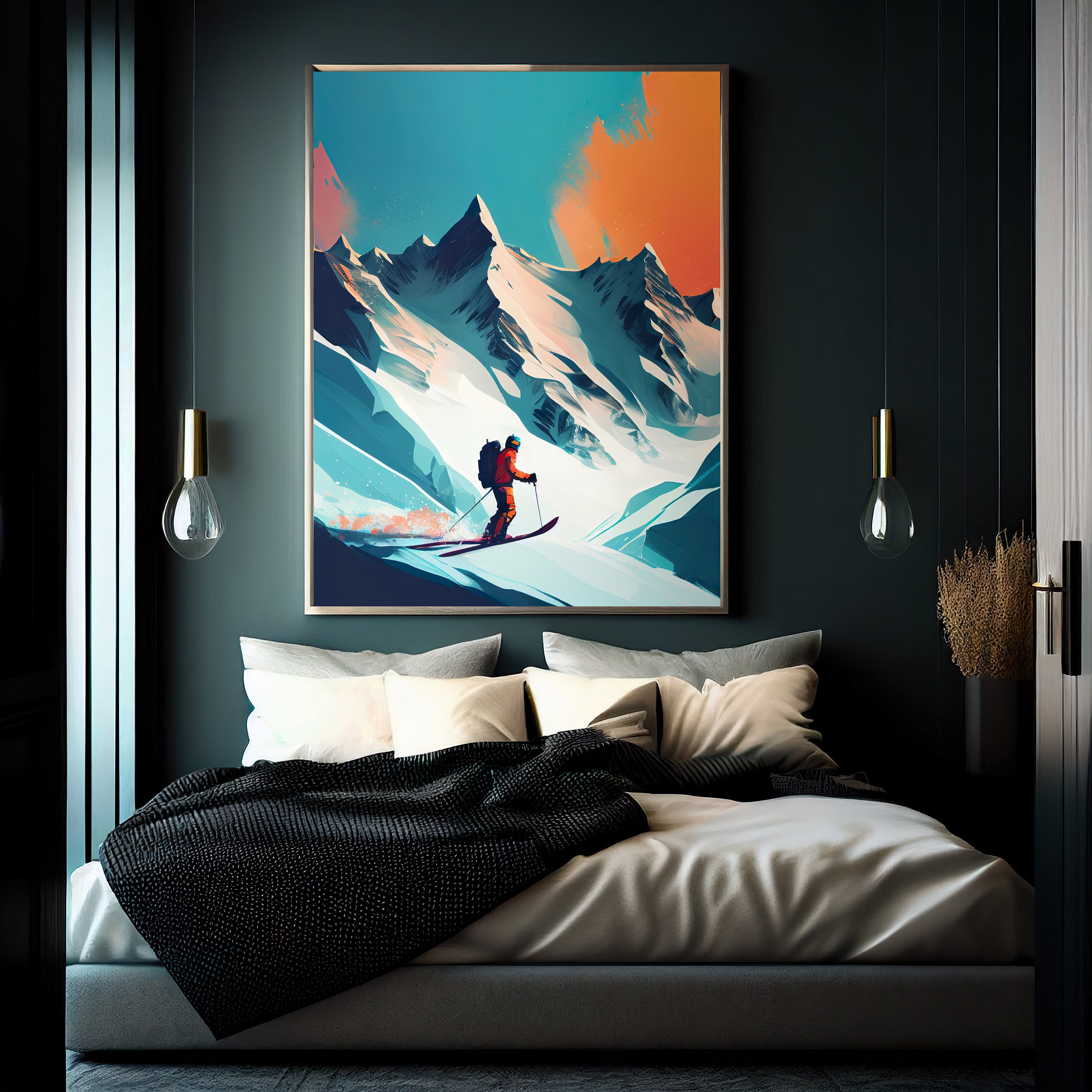Ski Artwork, Ski Poster, Skiing Wall Art, Ski Themed Gifts, Ski ...