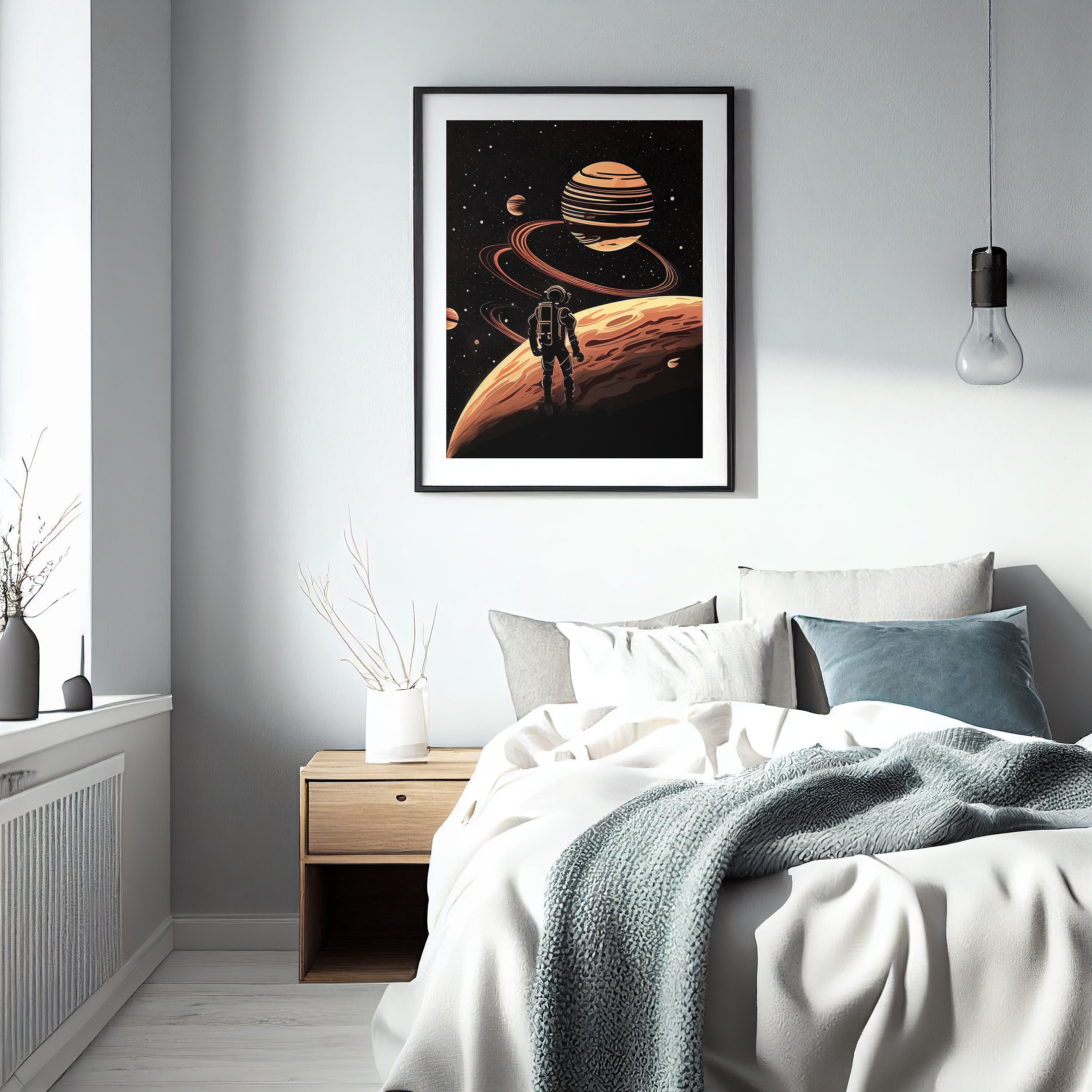 Retro Astronaut Space Poster, Vintage Astronaut Wall Art Gift ...