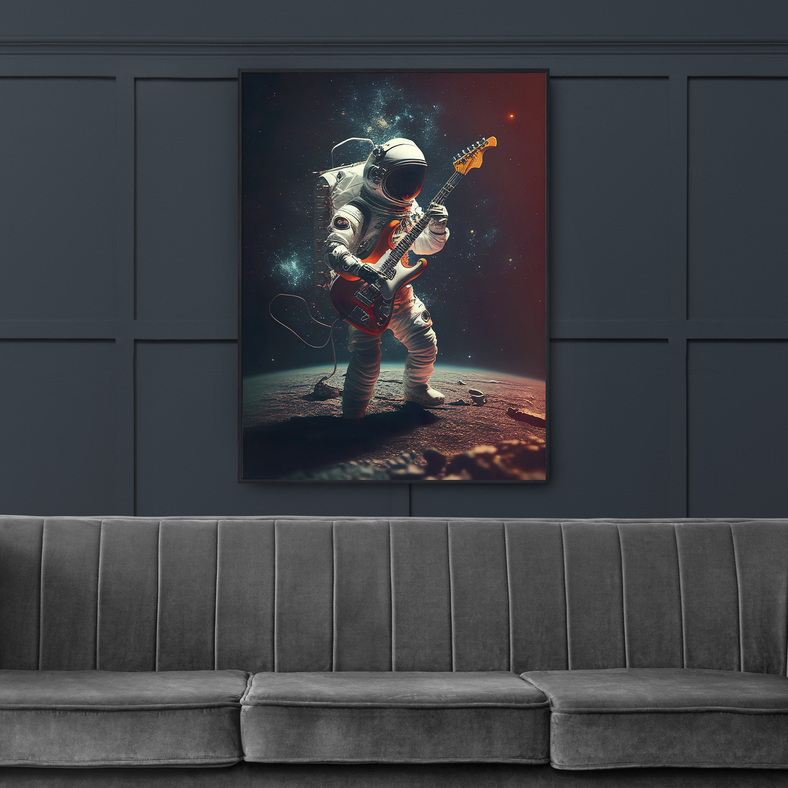 Astronaut Playing the Guitar, Fun Astronaut Wall Art Print, Musical ...