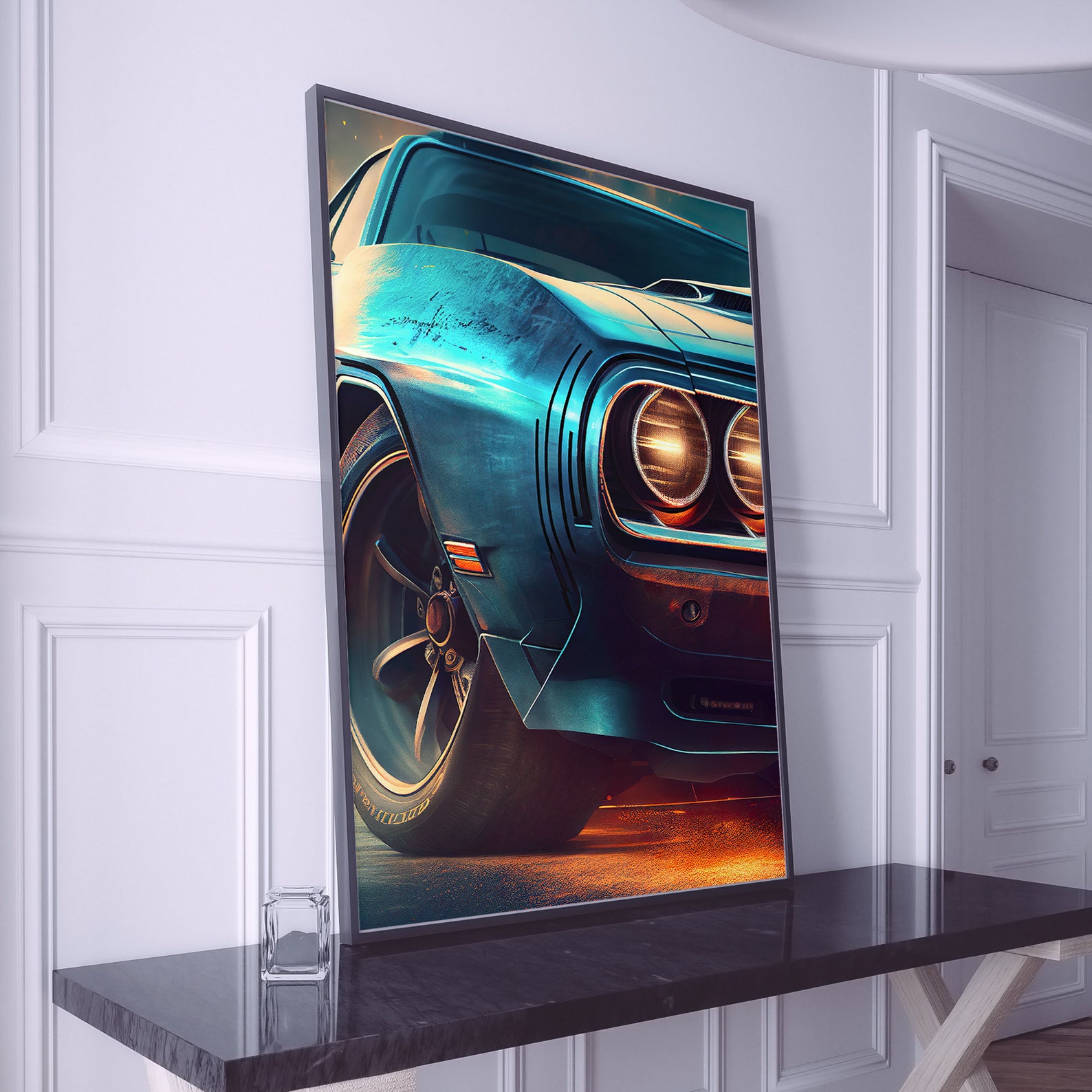 Blue Car Poster, Modern Car Print Gift, Boys Room Decor, Above Bed Art ...