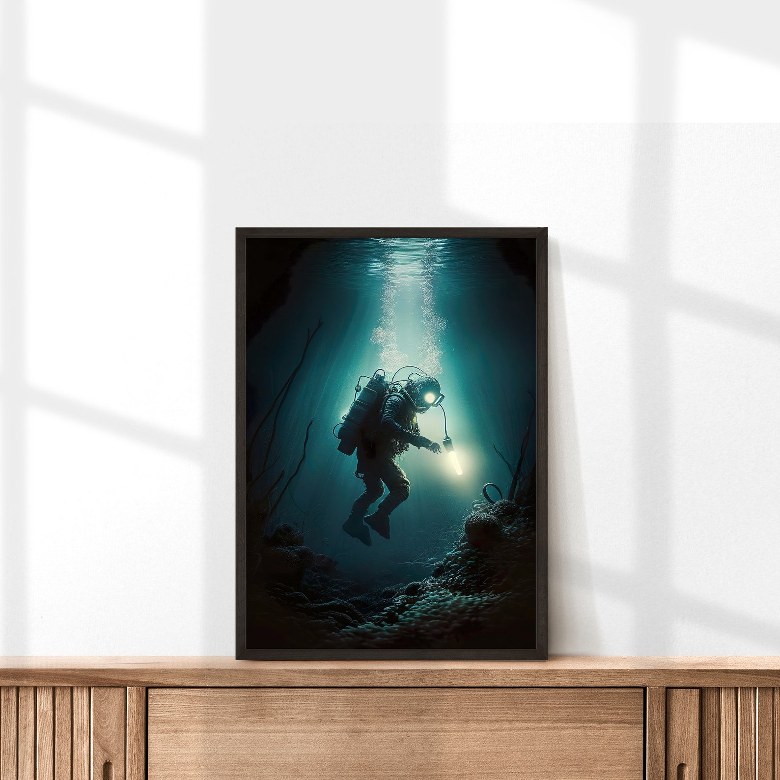 Deep Diving Wall Art, Deep Sea Diver, Diving Art, Diving Gifts, Cave ...