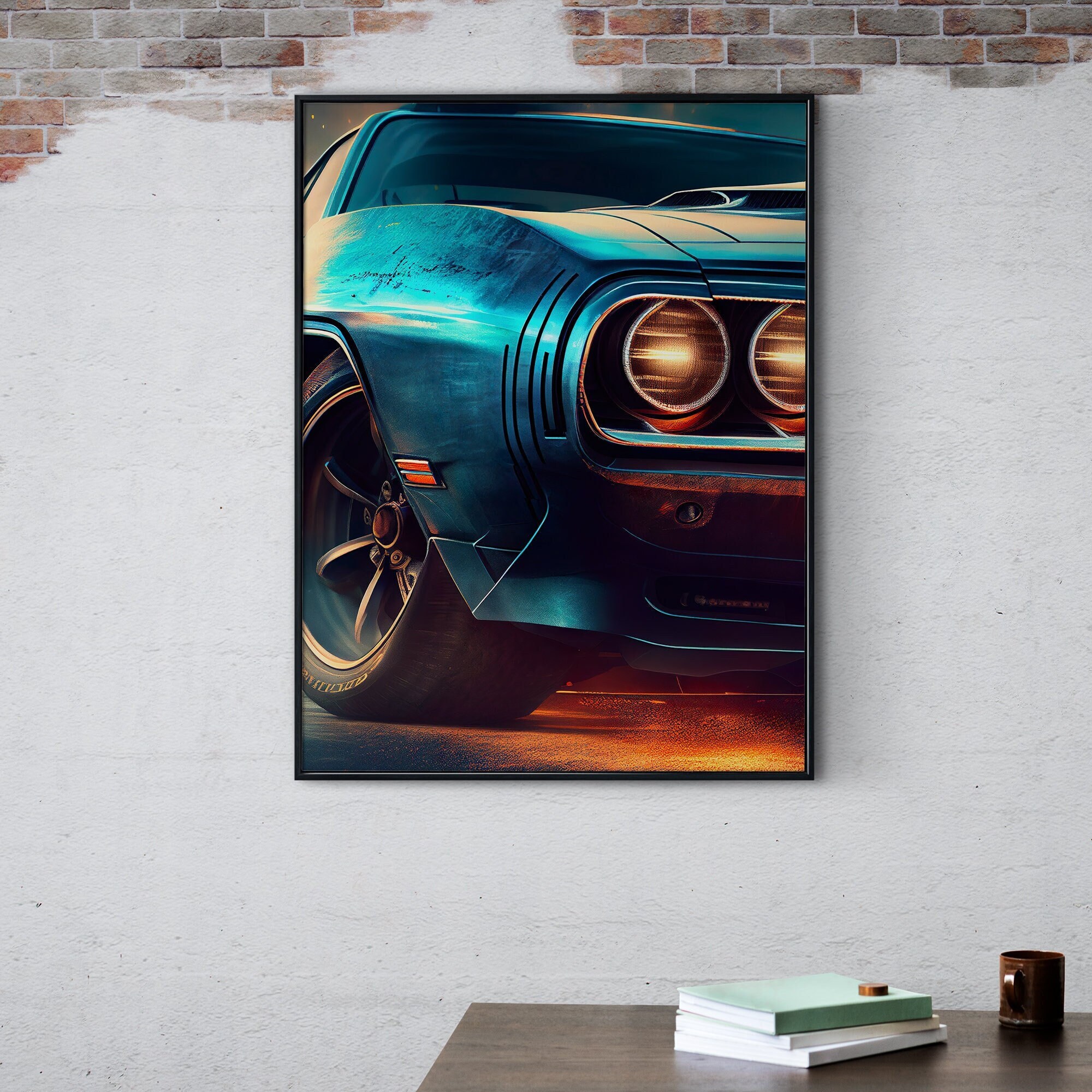 Blue Car Poster, Modern Car Print Gift, Boys Room Decor, Above Bed Art ...