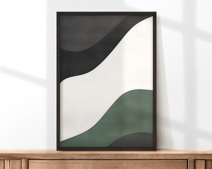 Dark Green Abstract Printable Wall Art, Green Black Rusty Print, Brush ...