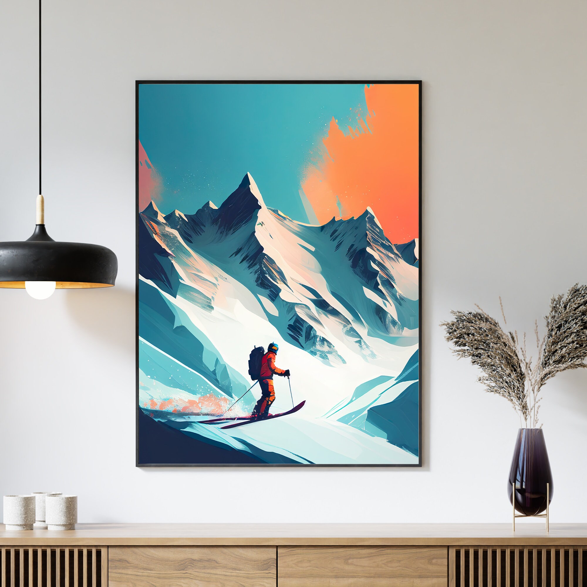 Ski Artwork, Ski Poster, Skiing Wall Art, Ski Themed Gifts, Ski ...