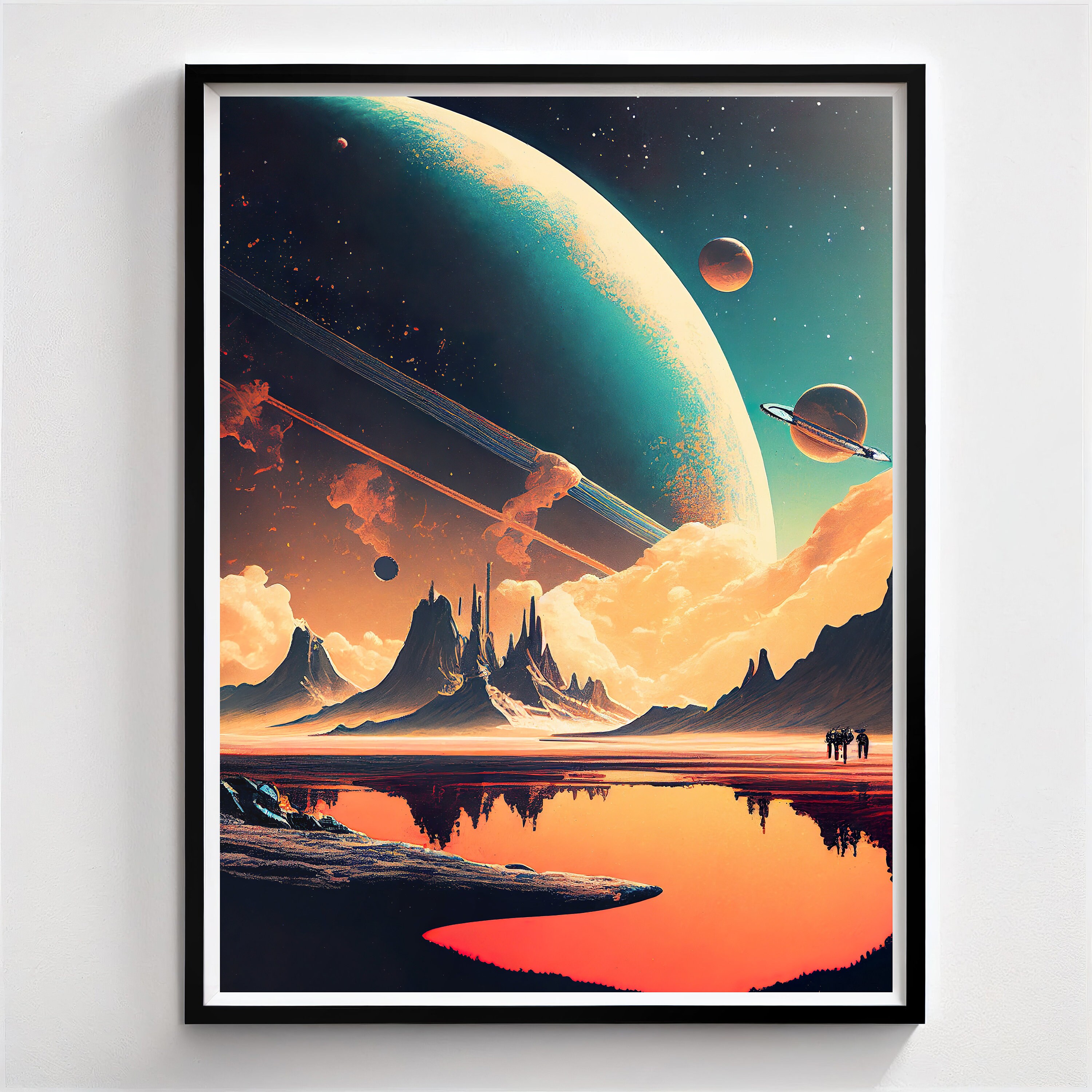 Retro Planet Poster, Space Art Print, Retro Poster Decor, Boys Room ...