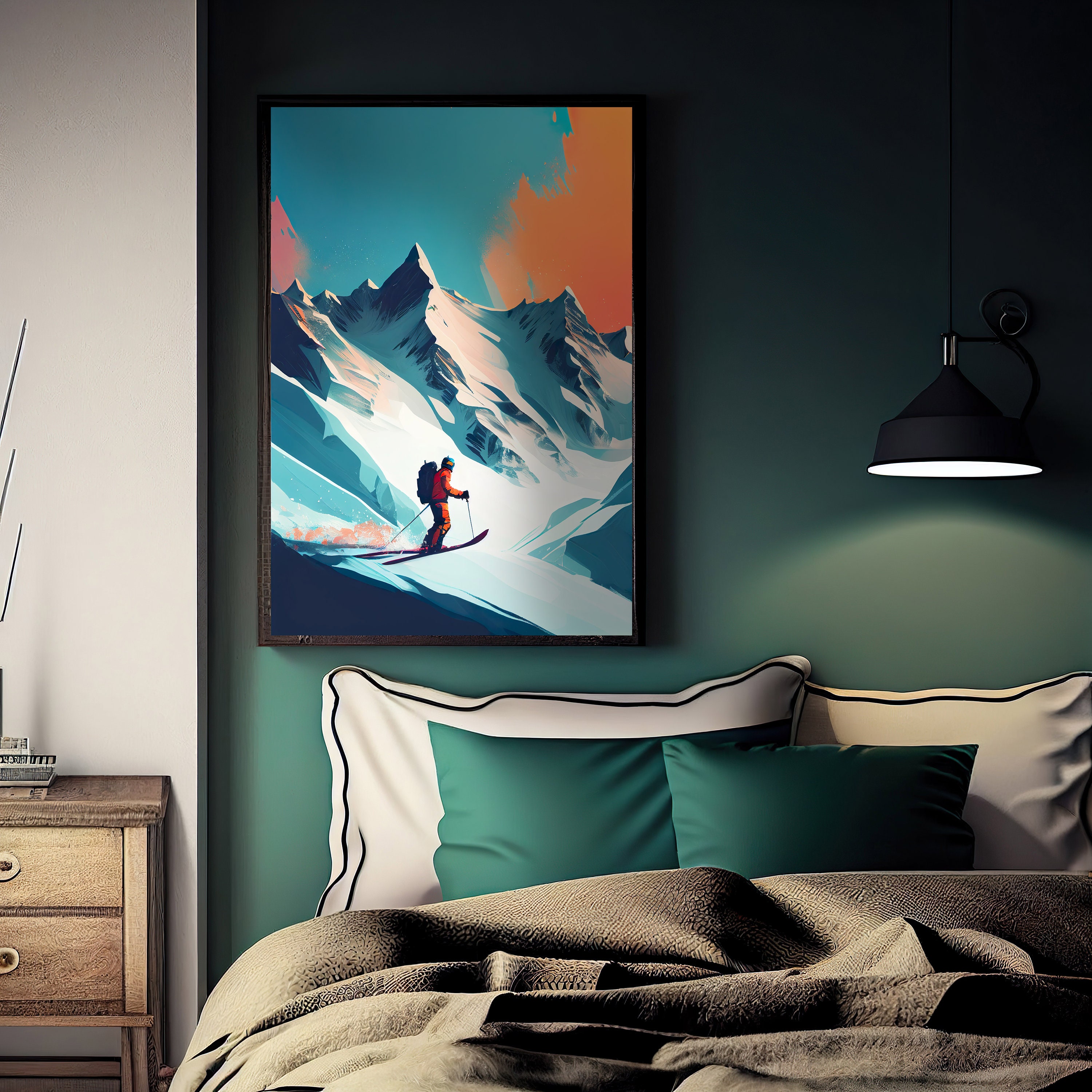 Ski Artwork, Ski Poster, Skiing Wall Art, Ski Themed Gifts, Ski ...