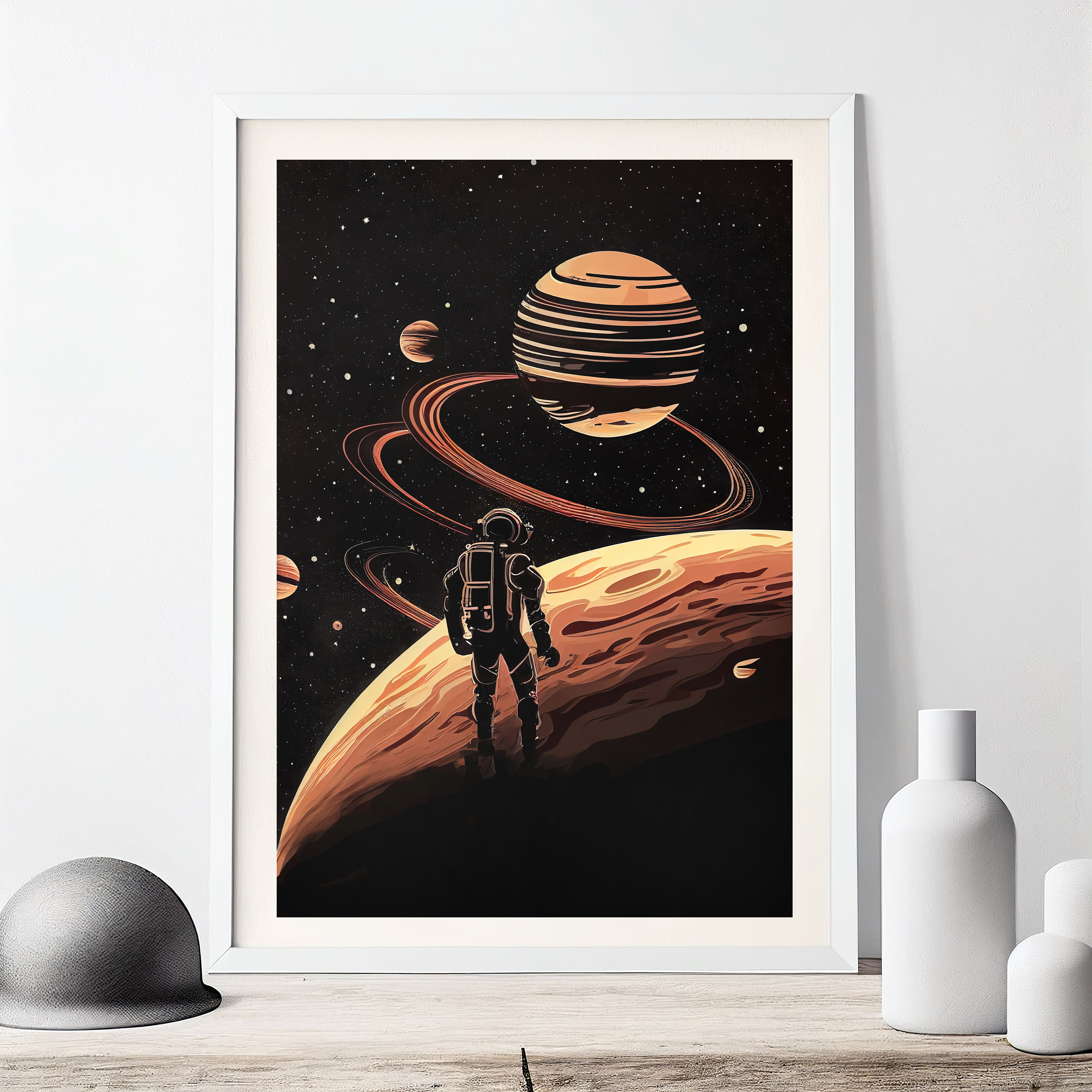 Retro Astronaut Space Poster, Vintage Astronaut Wall Art Gift ...