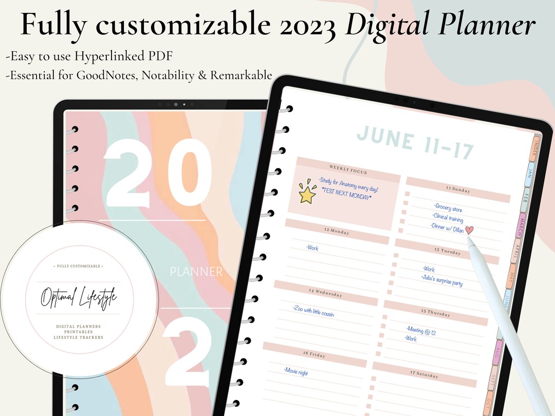 SIMPLE DIGITAL PLANNER 2023 Digital Planner Easy to Use Hyperlinked ...