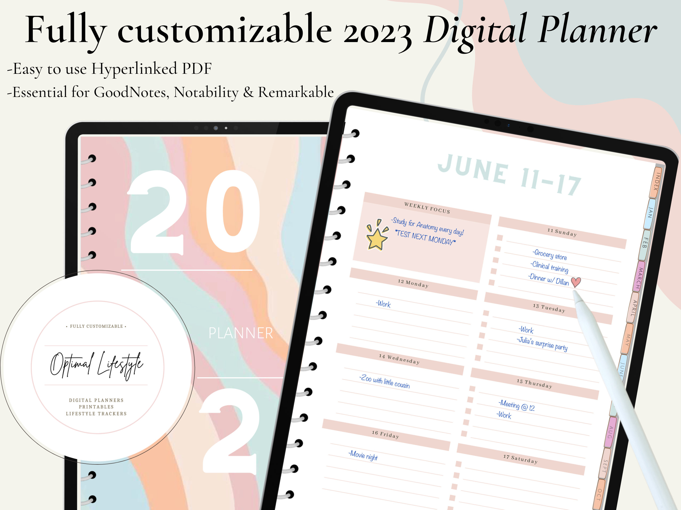 SIMPLE DIGITAL PLANNER 2023 Digital Planner Easy to Use Hyperlinked ...