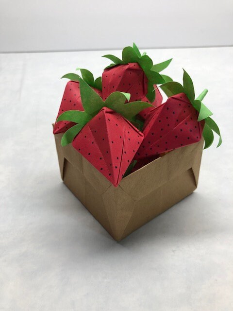 Origami Strawberries and Basket - Etsy