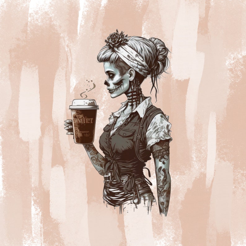 Skeleton Drinking Coffee, Clip Art Bundle - Etsy