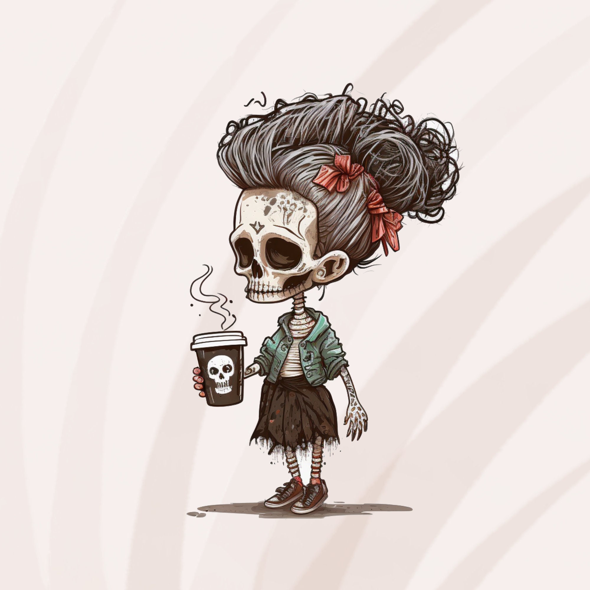 Skeleton Drinking Coffee, Clip Art Bundle - Etsy