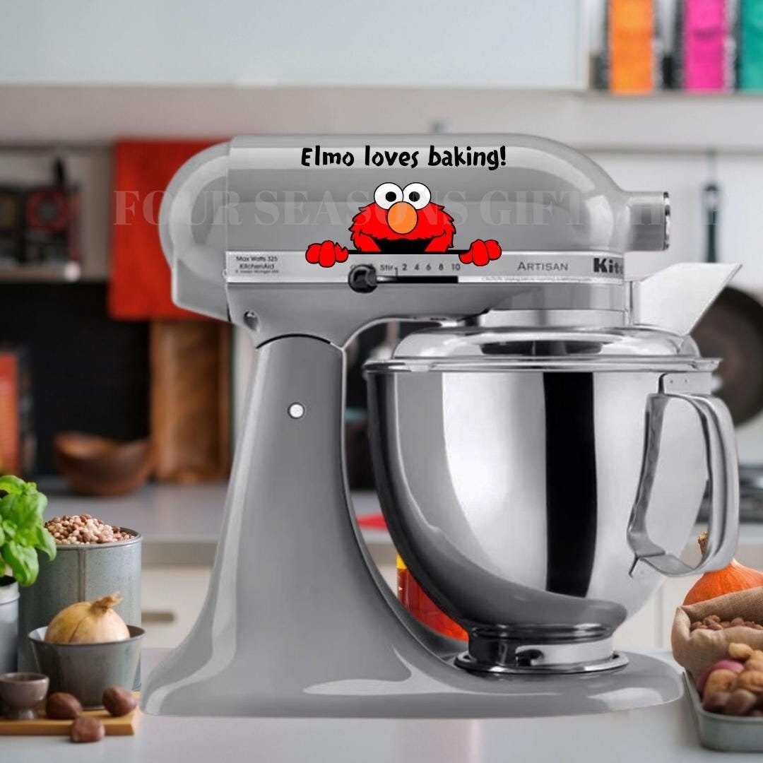 Stand Mixer Decal - Elmo Loves Baking | Vinyl Decal | Sticker Decoration | Kitchen Decor ...