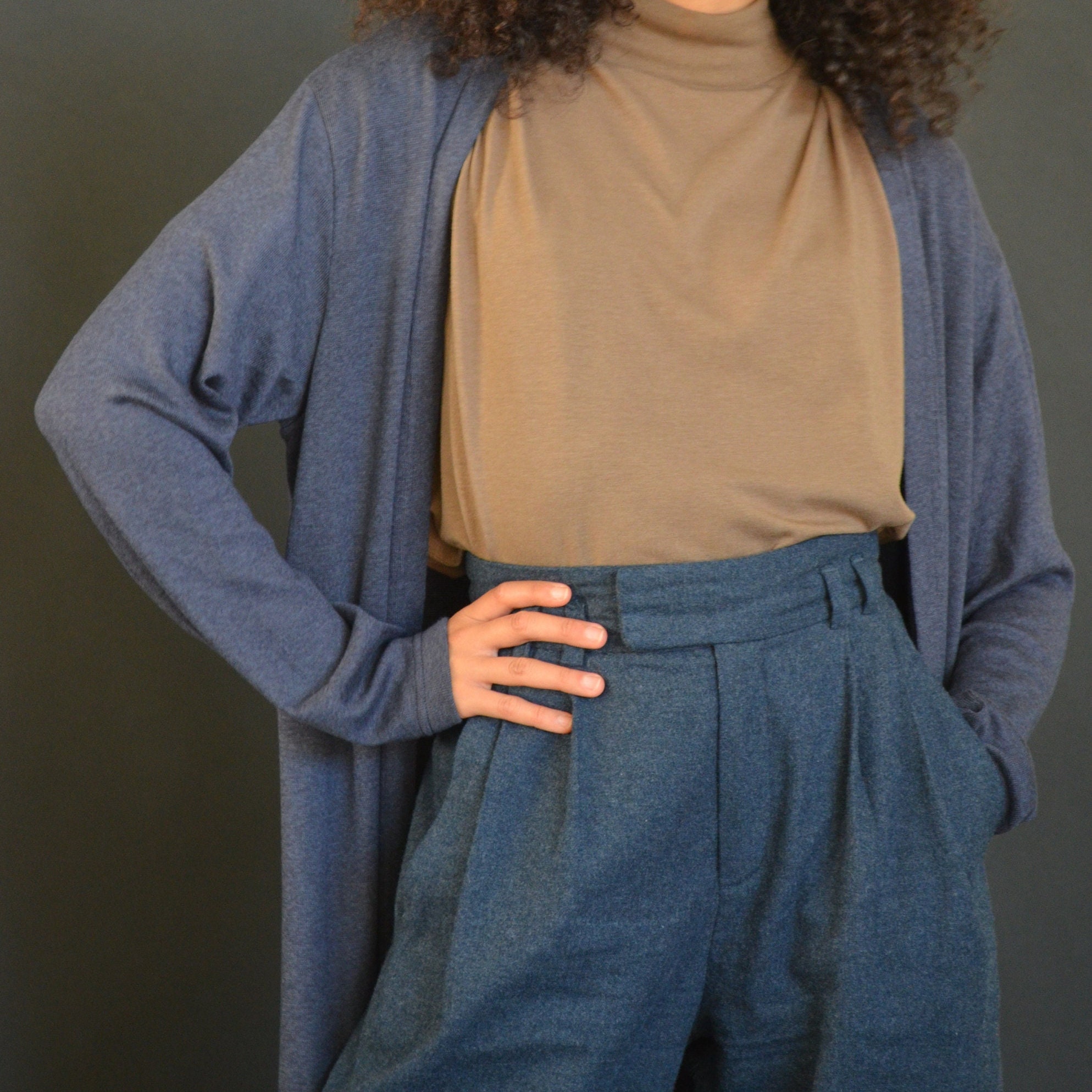 Gender Neutral Floor Length Cotton Duster Cardigan in Navy - Etsy