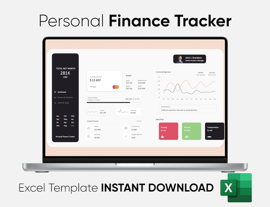 Profissional Personal Finance Tracker, Excel Template for MAC & PC - Etsy