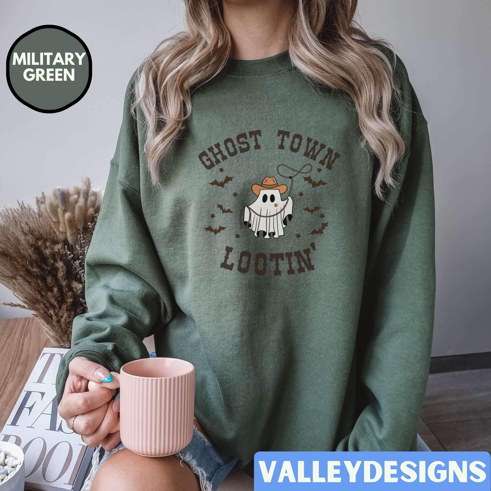 Ghost Town Lootin Spooky Sweater, Halloween Shirt ,cowboy Ghost Sweater ...