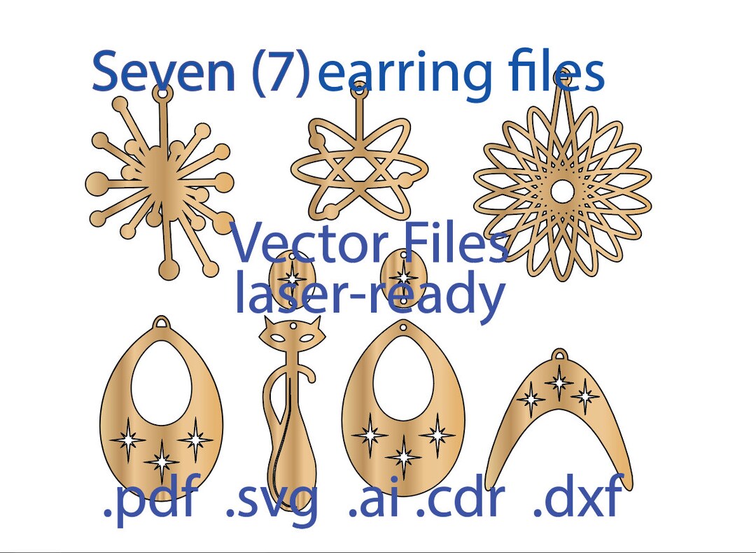 Laser Cut File for Earrings Svg File for Jewlery Digital Download Set ...